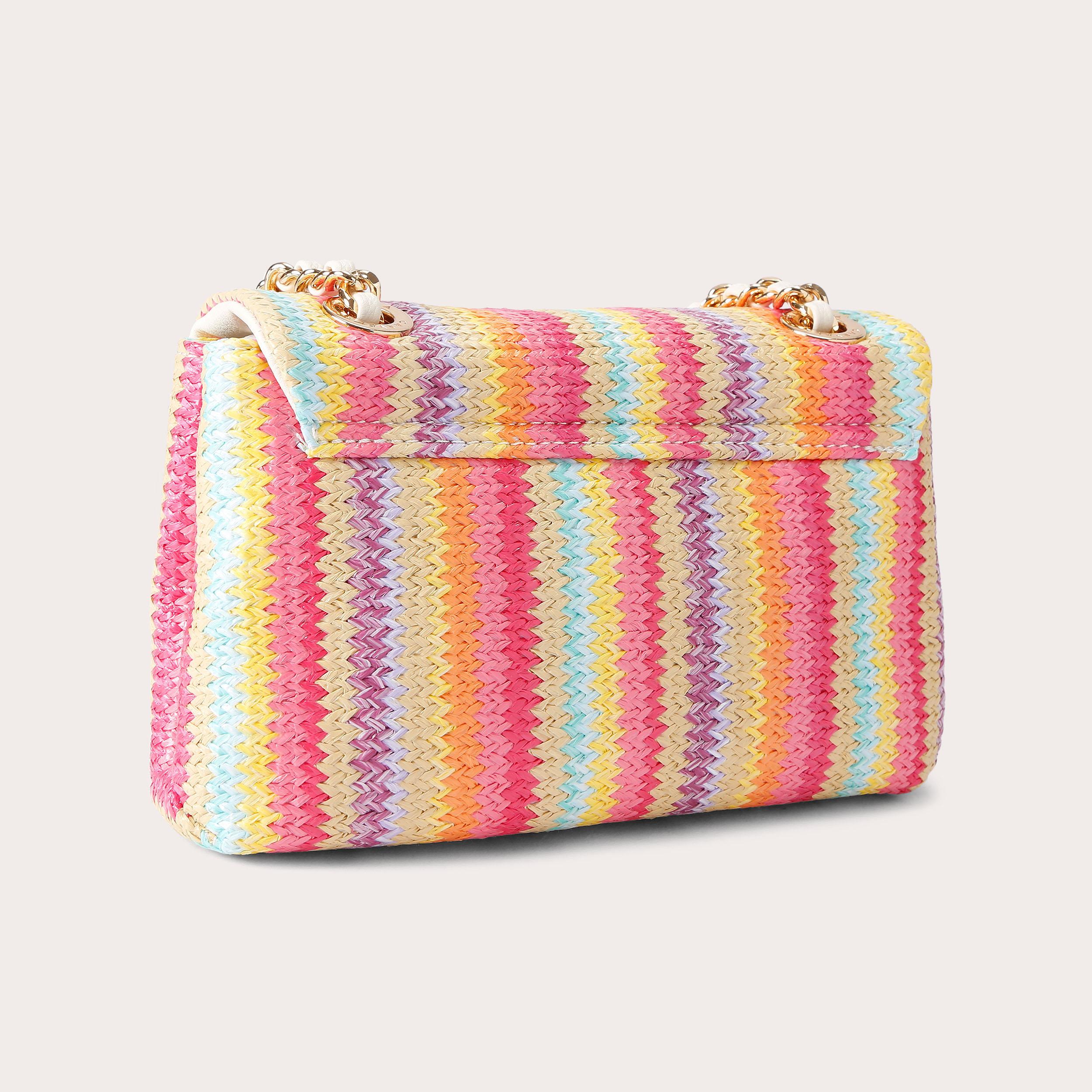 ROSA CHAIN SHOULDER Pastel Rainbow Raffia Shoulder Bag by CARVELA