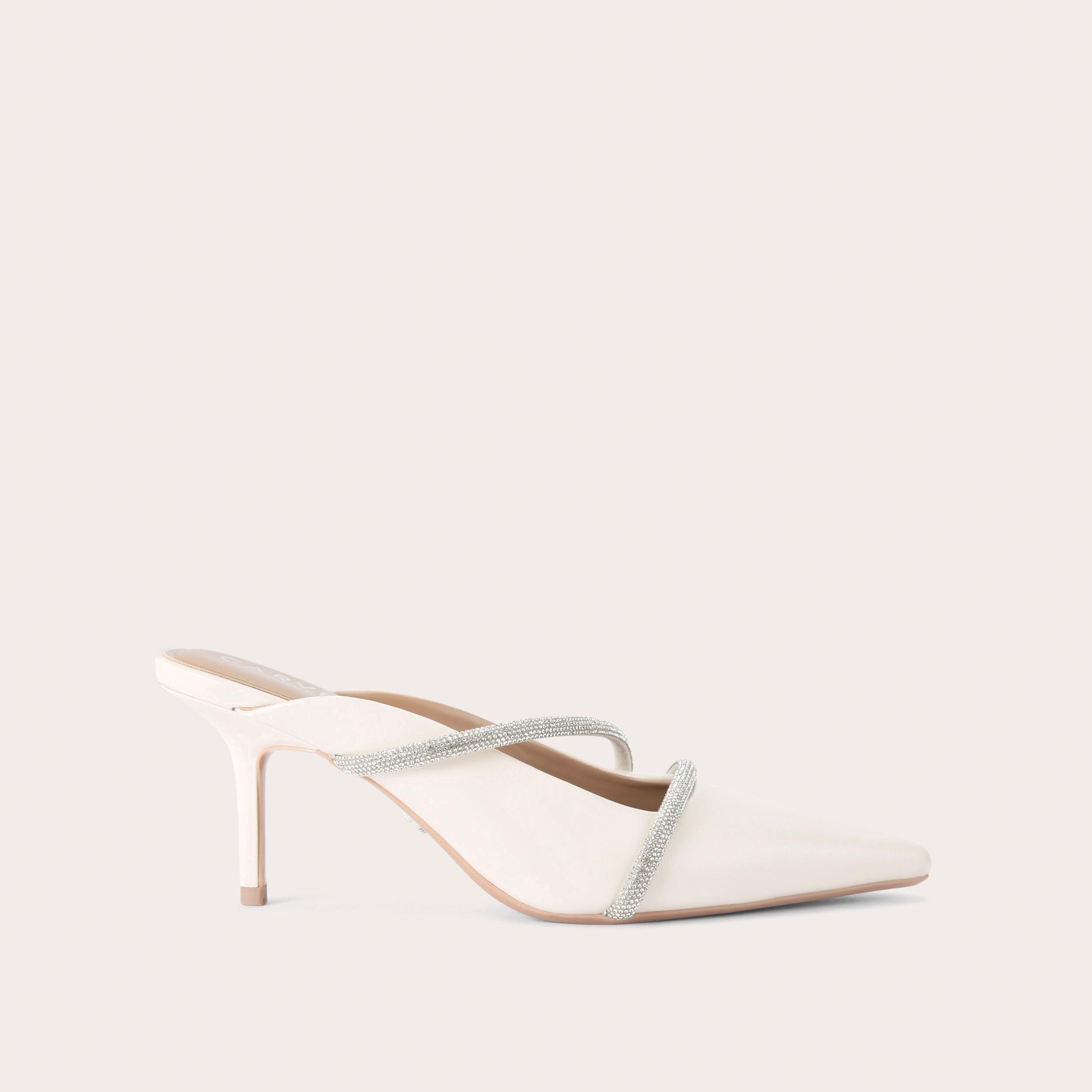 PAPARAZZI MULE COURT Bone Synthetic Court Heel by CARVELA