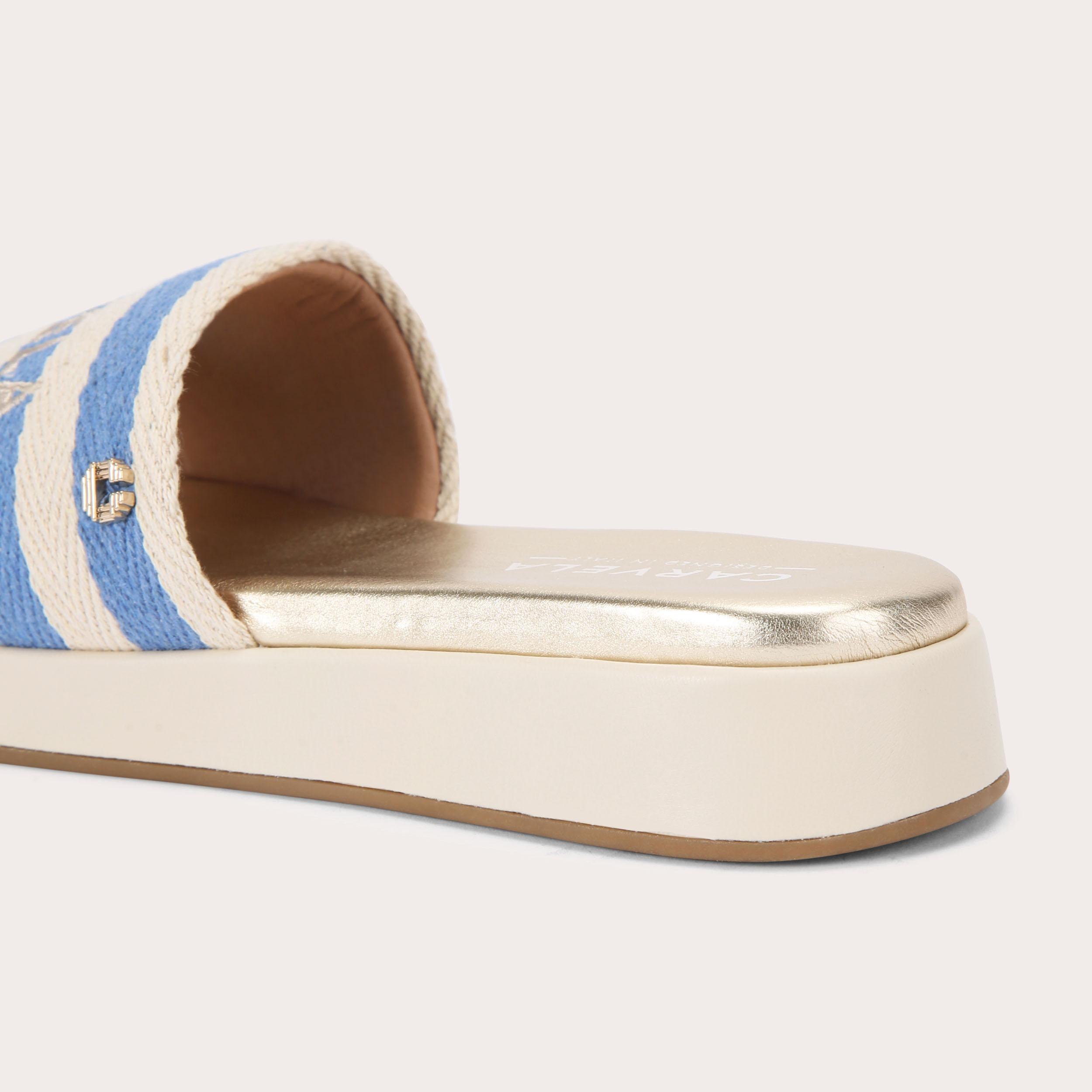 PALERMO STRIPE MULE Blue Stripe Slip On Sandal by CARVELA