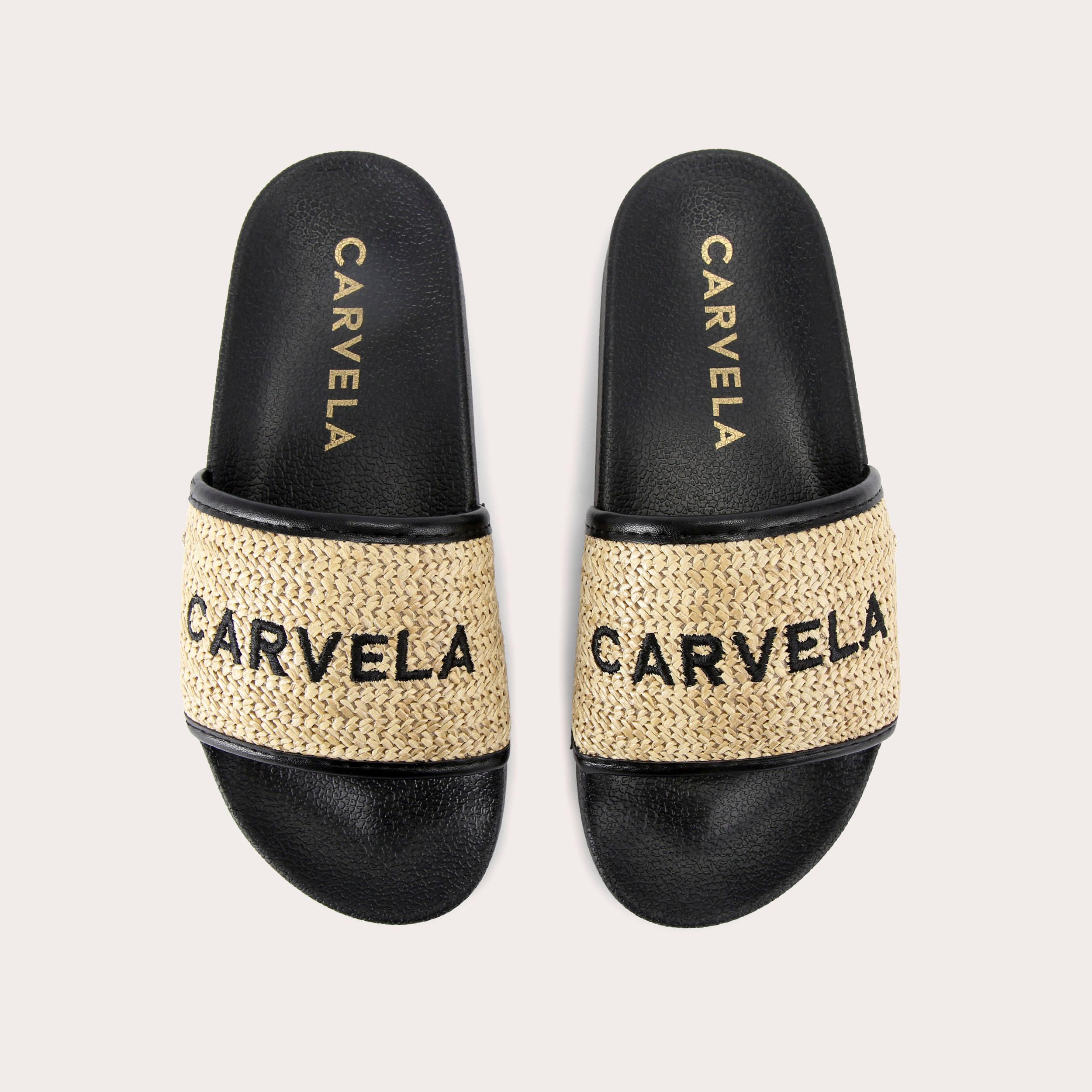 SORRENTO SLIDER Black Raffia Slide On Sandal by CARVELA