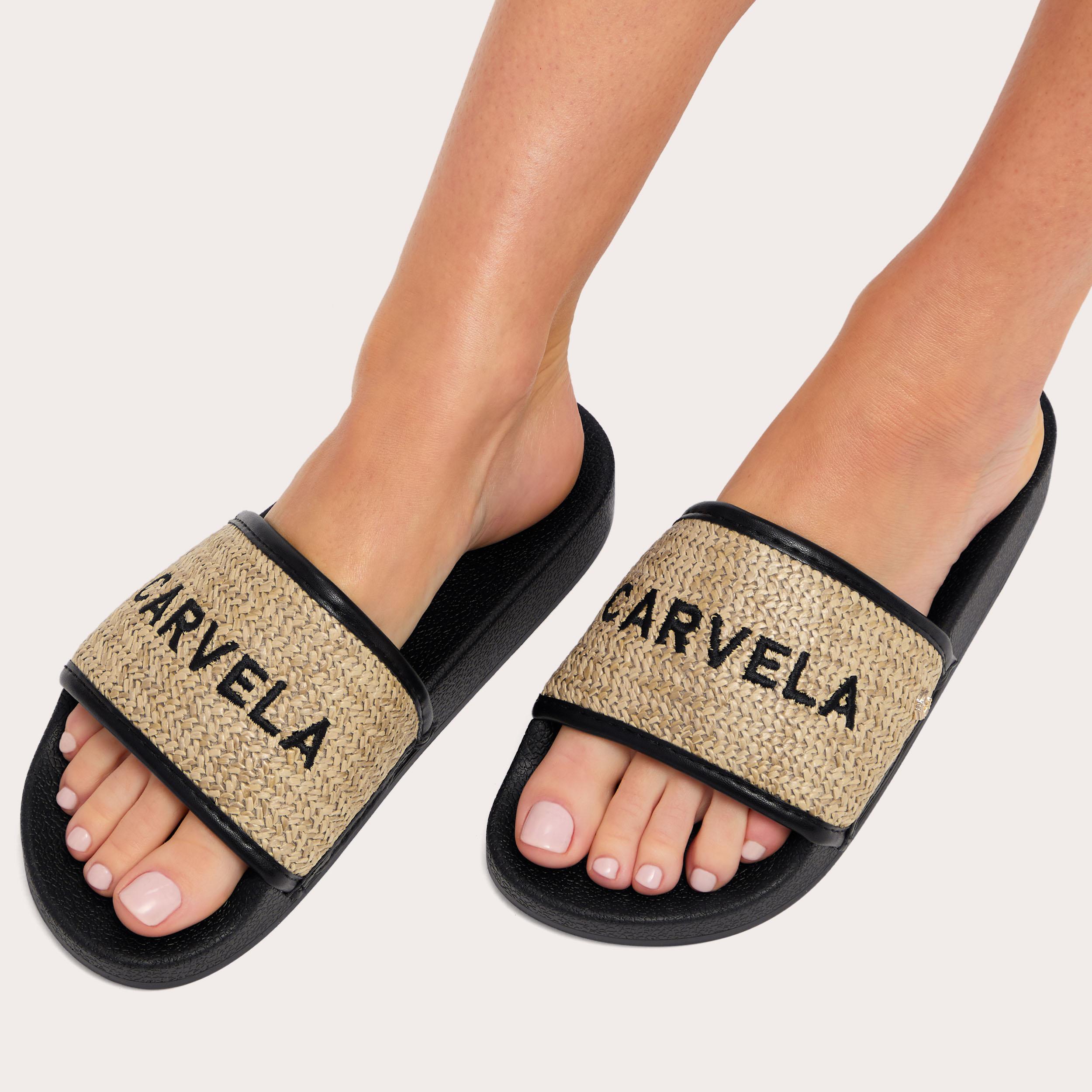 SORRENTO SLIDER Black Raffia Slide On Sandal by CARVELA