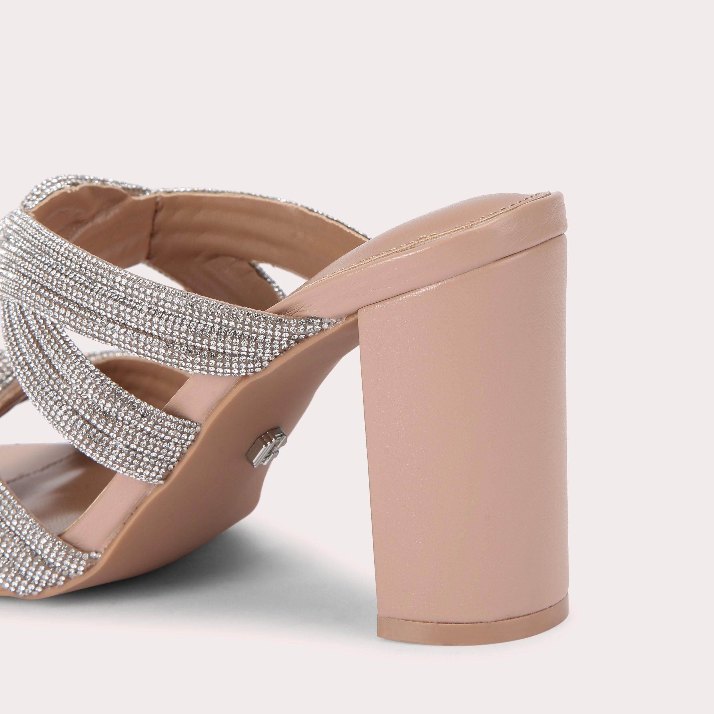 ARIELLE BLOCK SANDAL Silver Fabric Heel by CARVELA