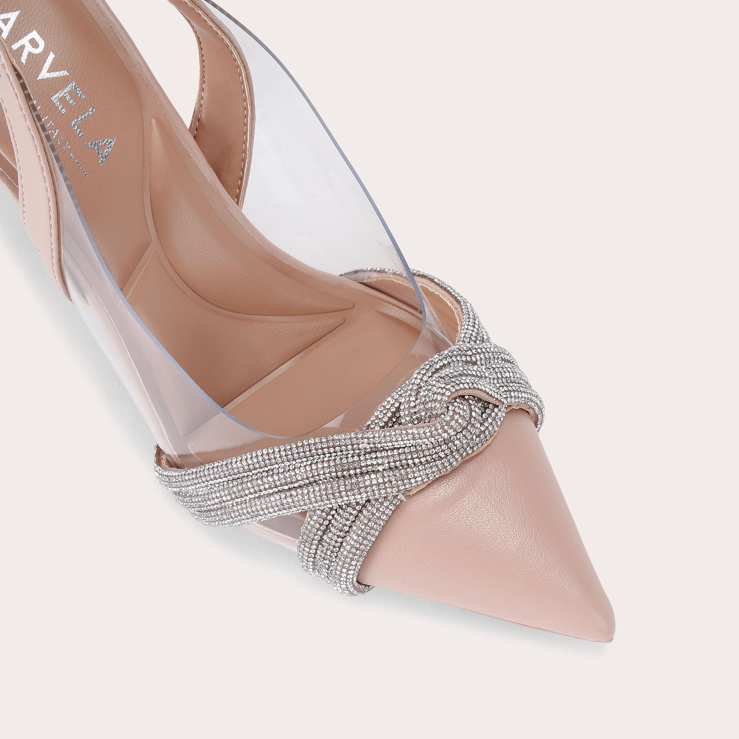 ARIELLE VINYL SLING Blush Crystal Heel by CARVELA