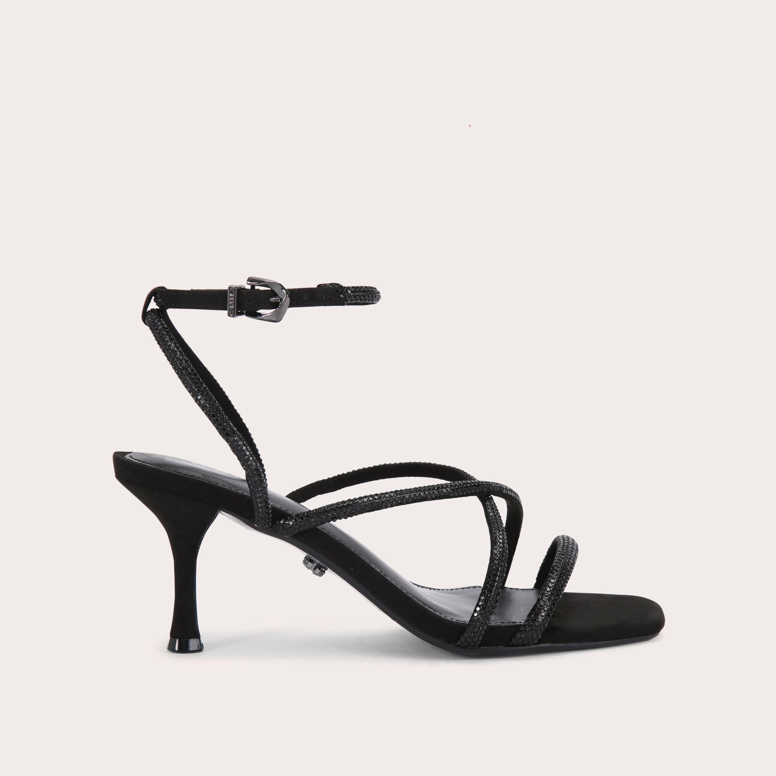 RAVELLO LOW Black Satin Crystal Heel by CARVELA