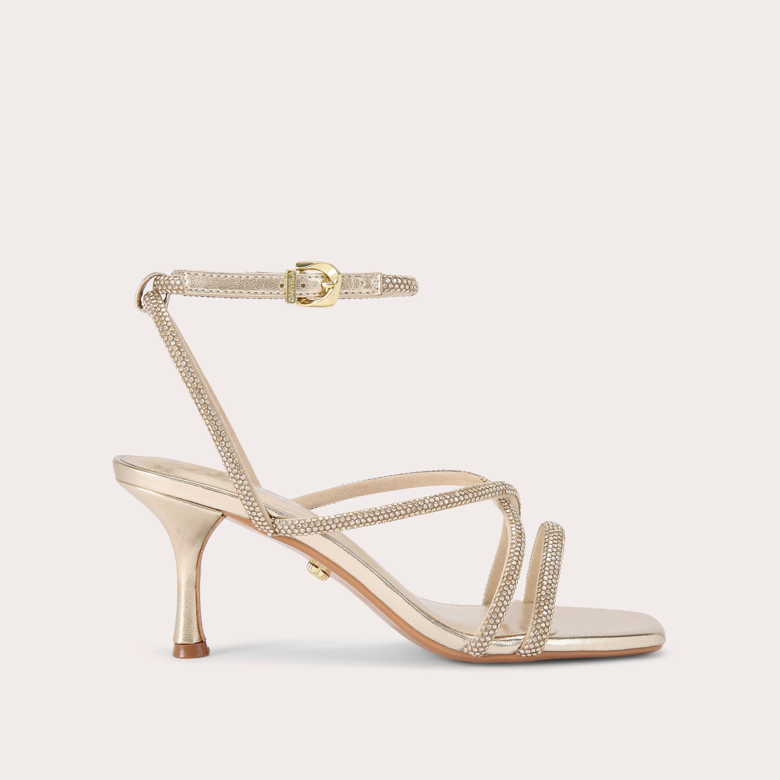 RAVELLO LOW Gold Crystal Embellished Heel by CARVELA