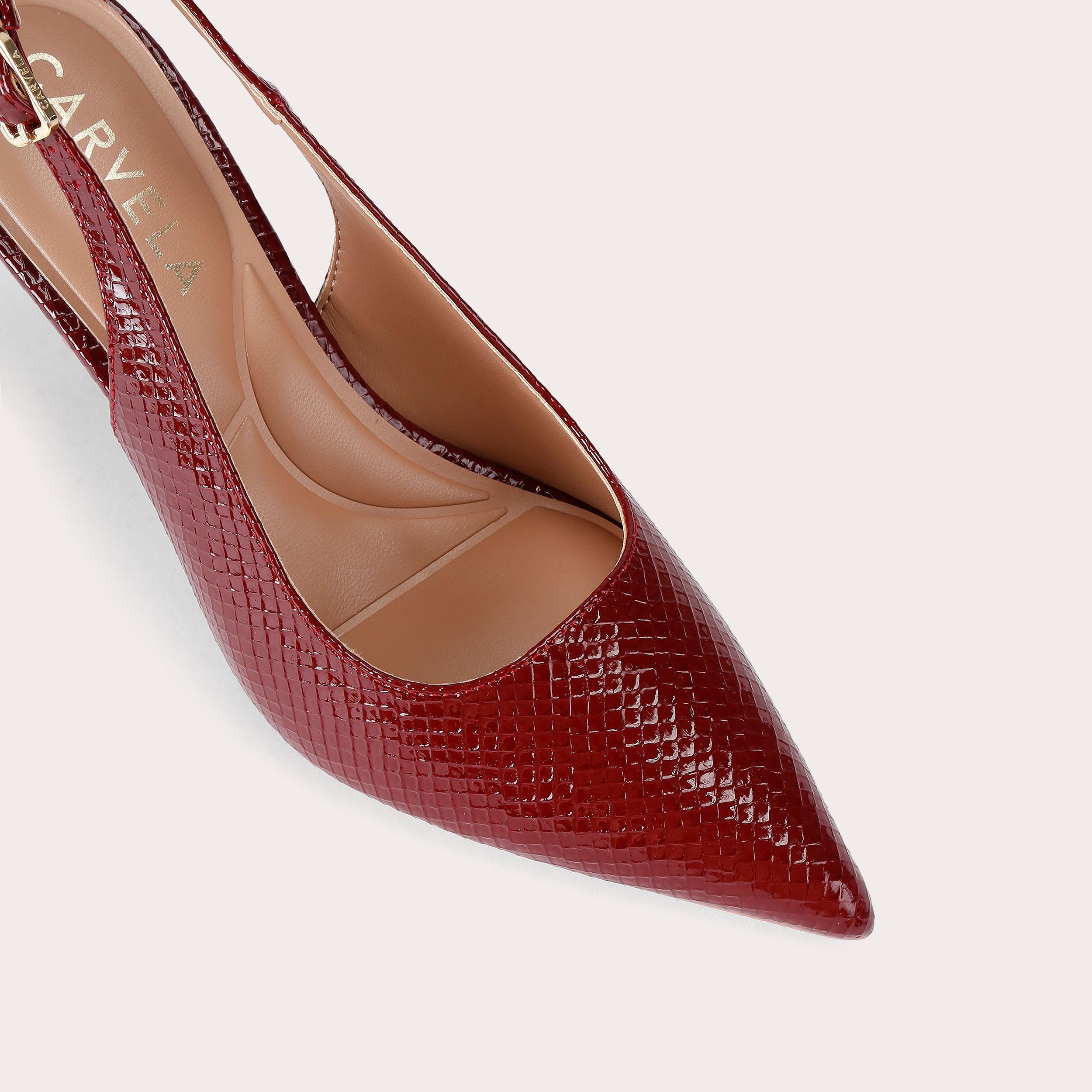 CORLETTA SLING COURT Dark Red Lizard Heel by CARVELA
