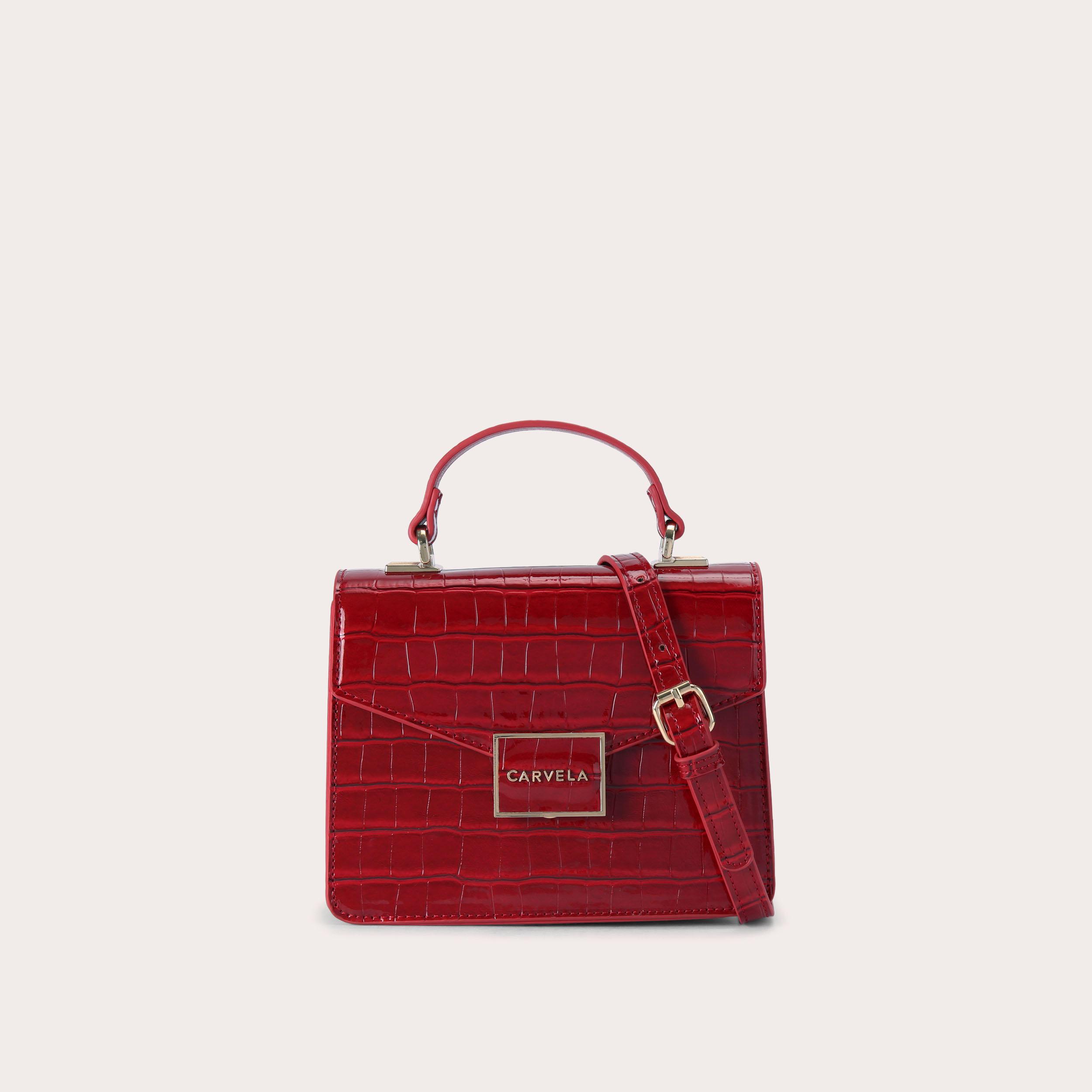 JESSICA TOP HANDLE Red Croc Top Handle Bag by CARVELA