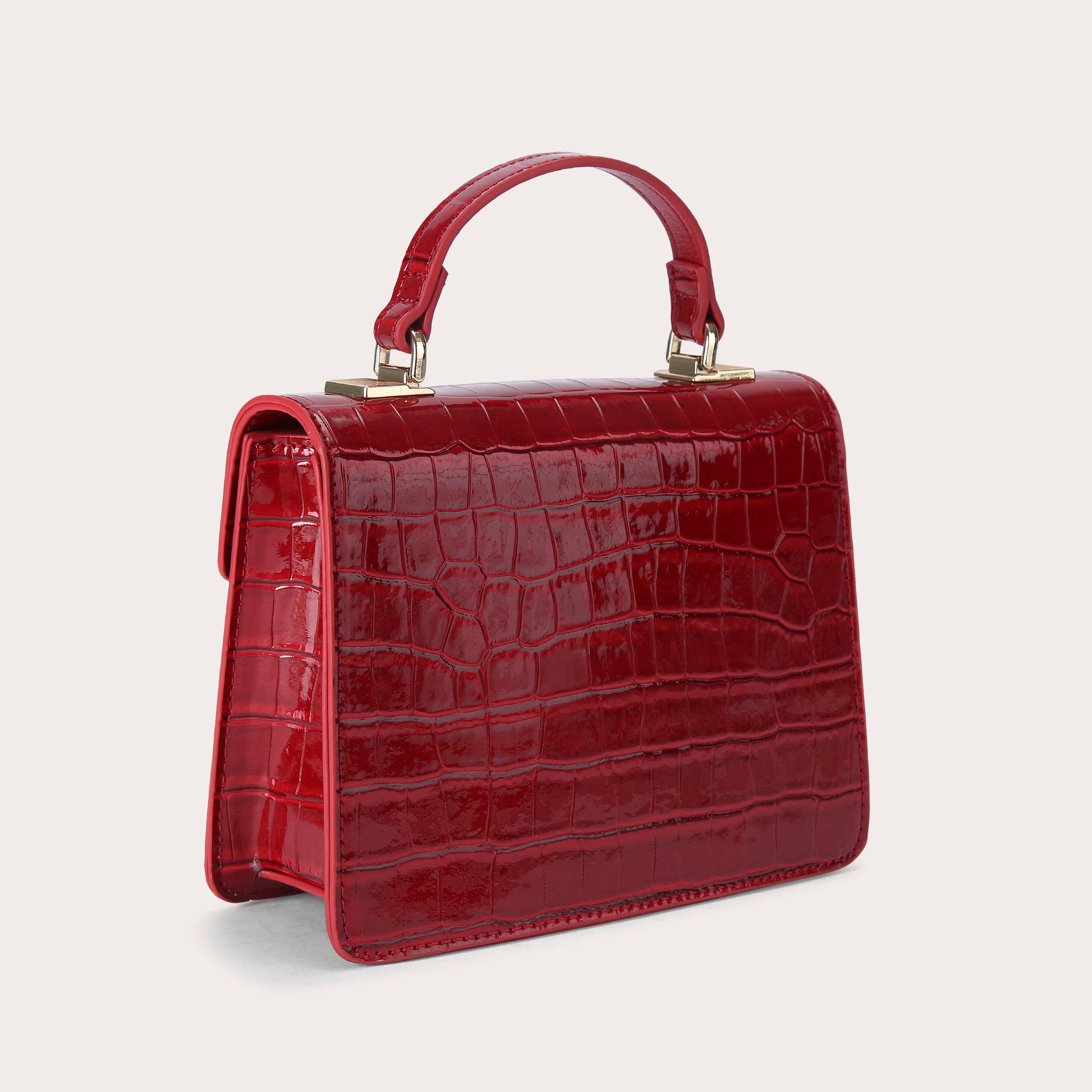 JESSICA TOP HANDLE Red Croc Top Handle Bag by CARVELA