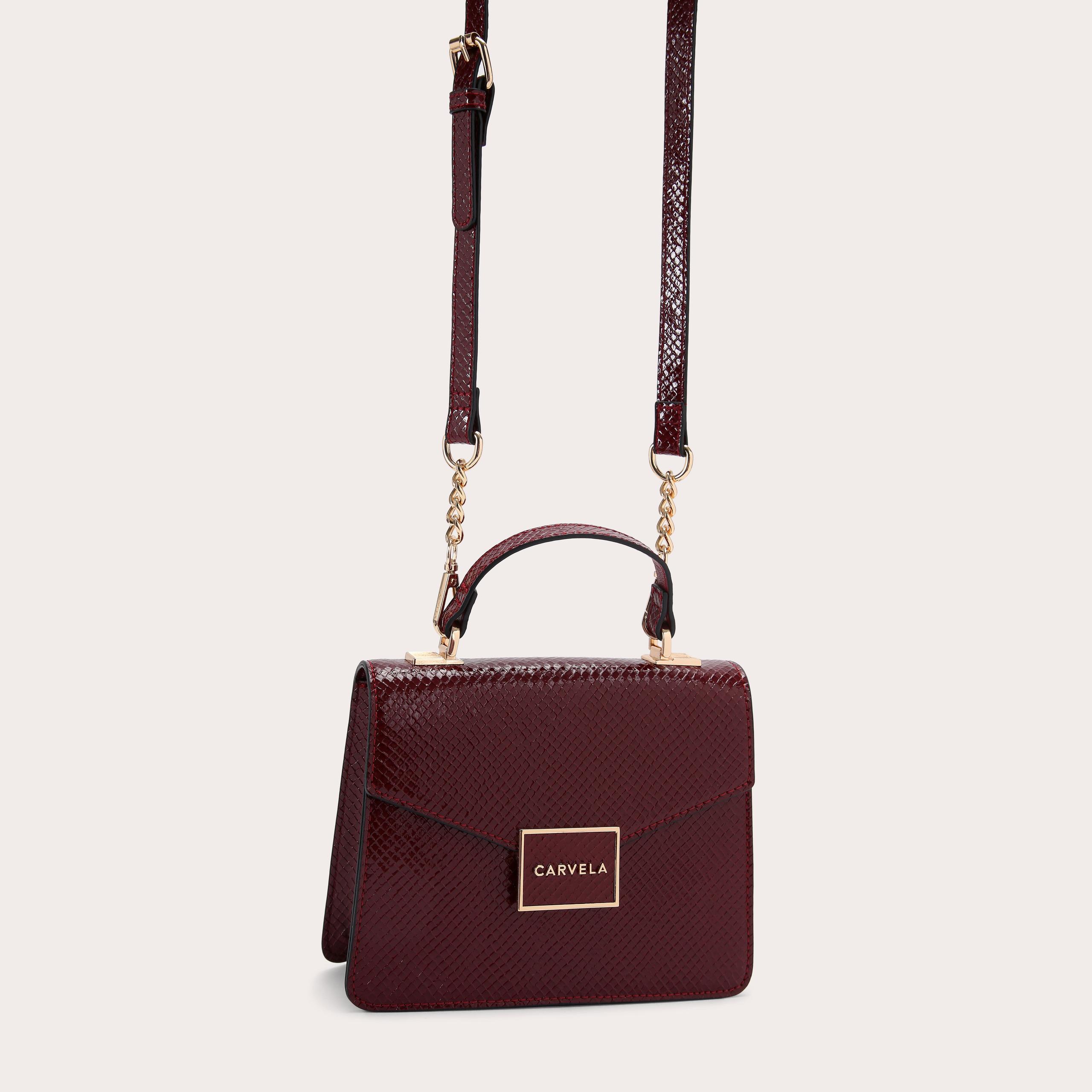 JESSICA TOP HANDLE Dark Red Lizard Top Handle Bag by CARVELA