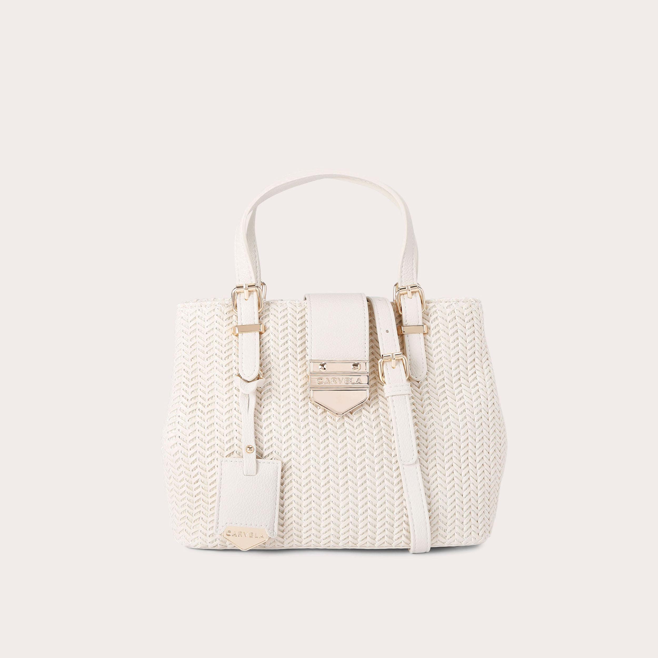 MARIA MINI WEAVE Bone Woven Style Bag by CARVELA