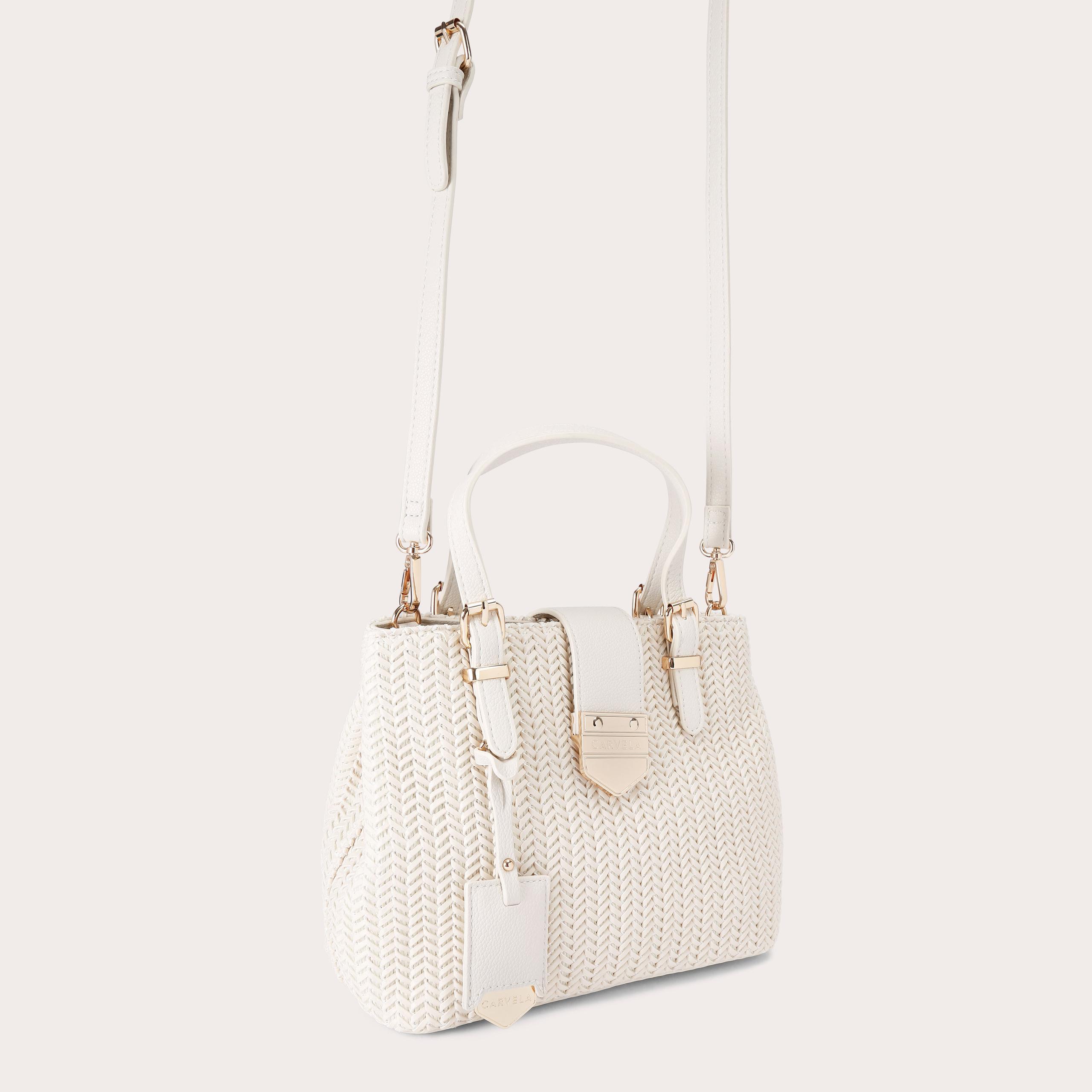 MARIA MINI WEAVE Bone Woven Style Bag by CARVELA