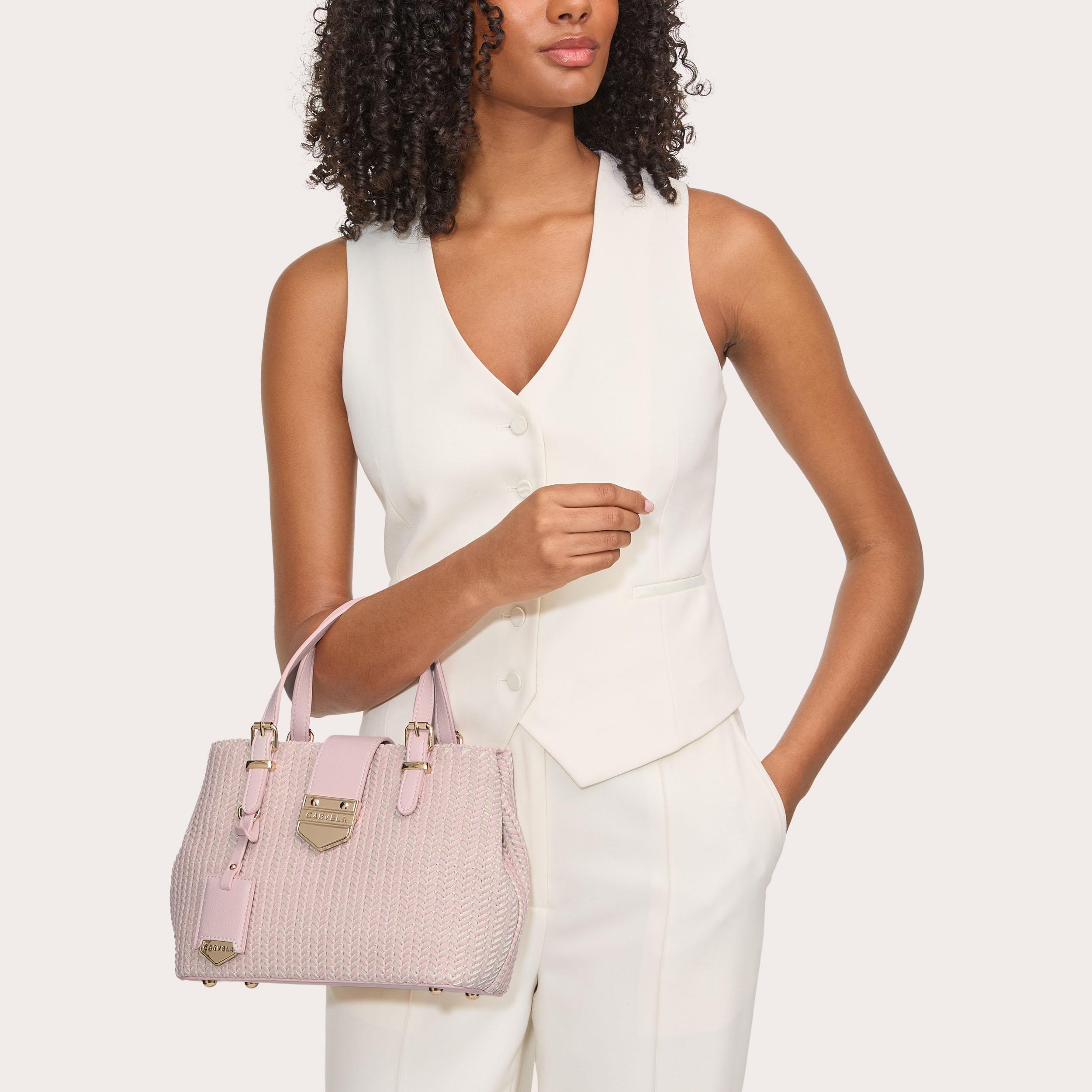 MARIA MINI WEAVE Pale Pink Tote Bag by CARVELA