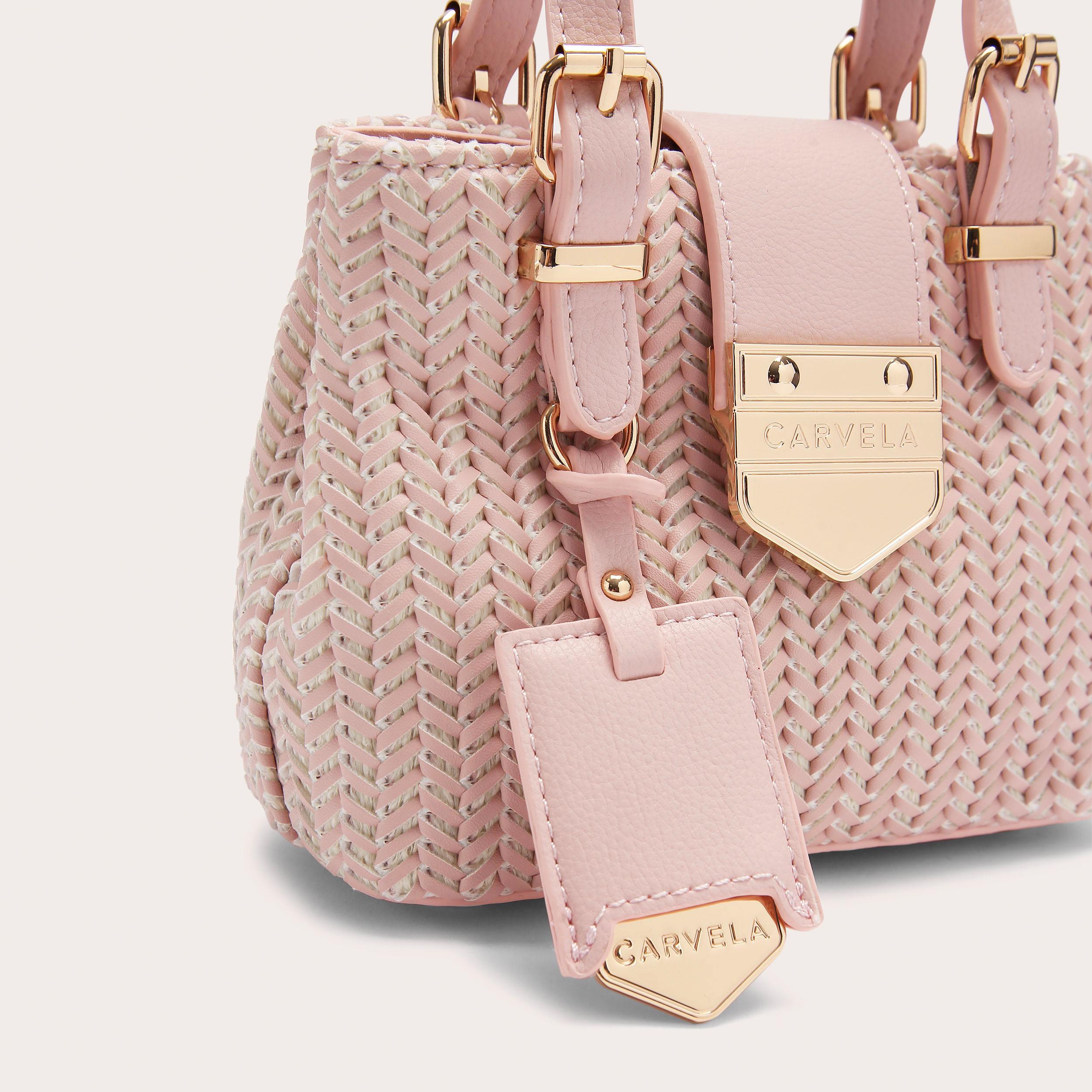 MARIA MICRO WEAVE Pink Woven Leather Tote Bag by CARVELA