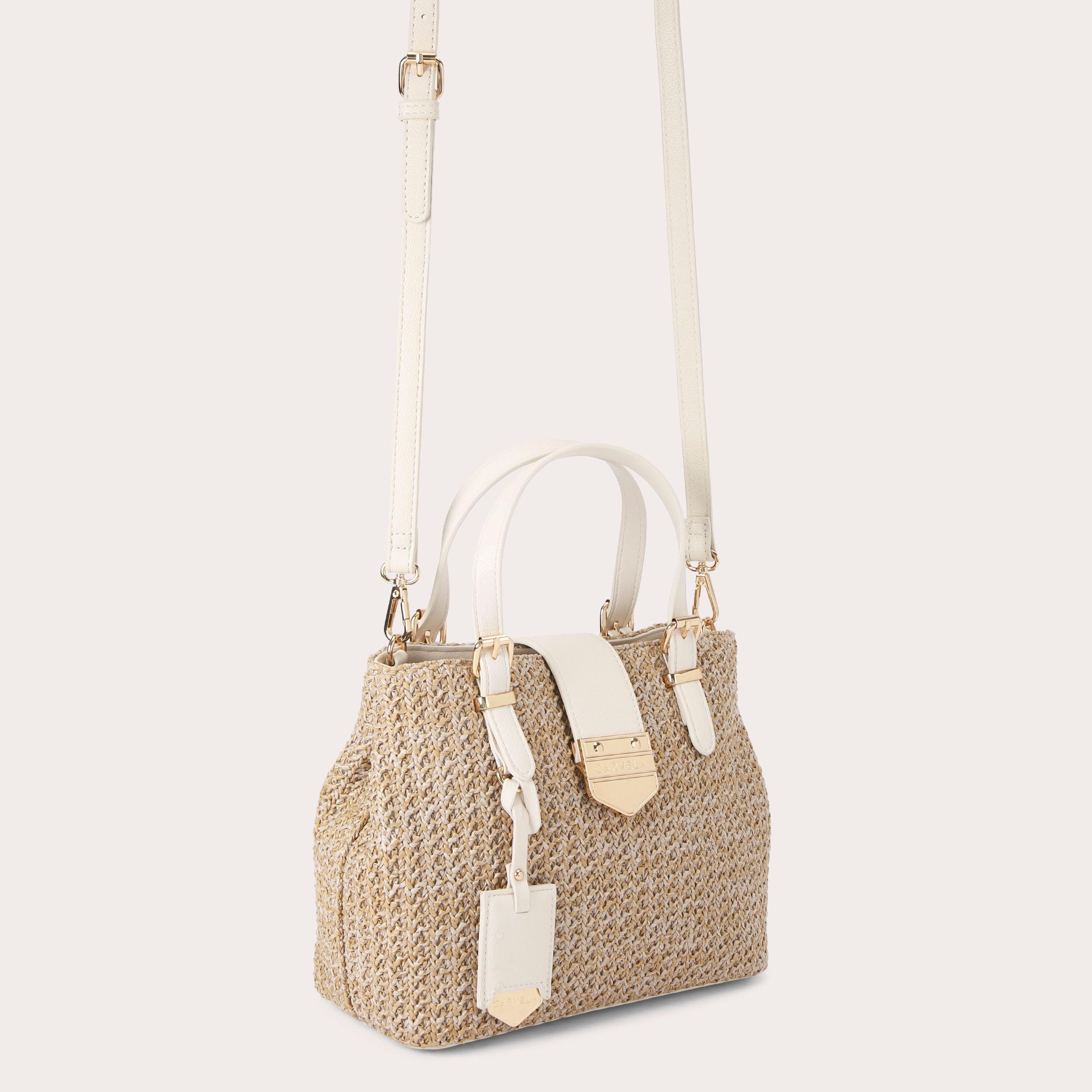 MARIA MINI TOTE Natural Woven Raffia Tote Bag by CARVELA