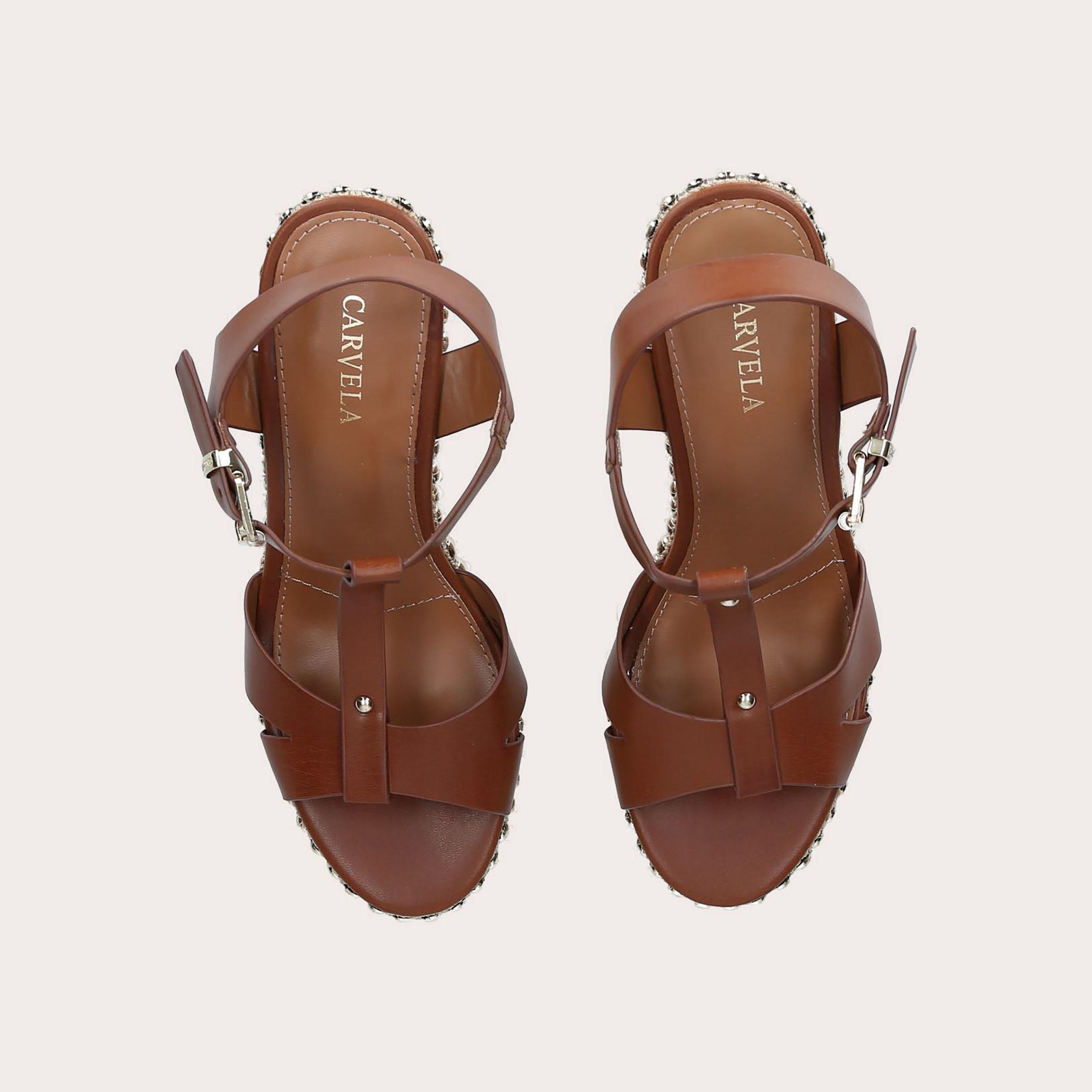 SASHA Tan Cork Wedge Heel Sandals by CARVELA