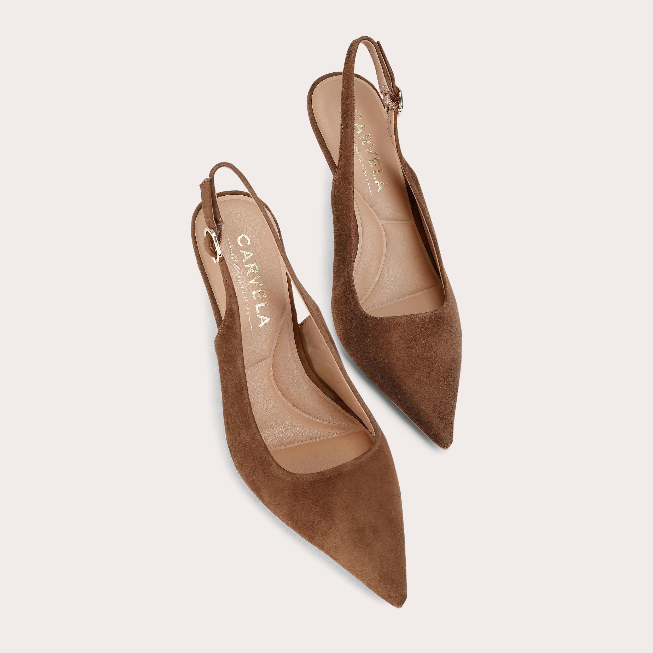 SPIRITED Brown Suede Slingback Heel by CARVELA