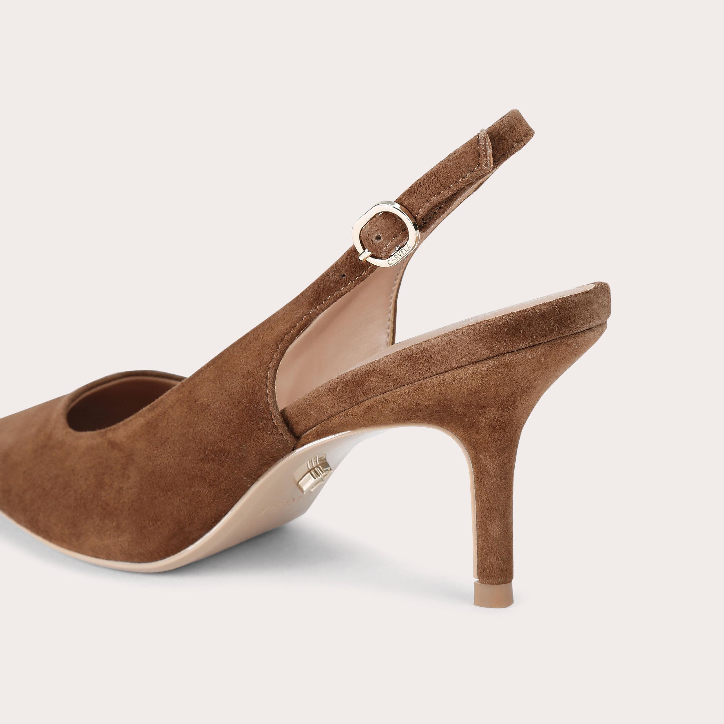 SPIRITED Brown Suede Slingback Heel by CARVELA