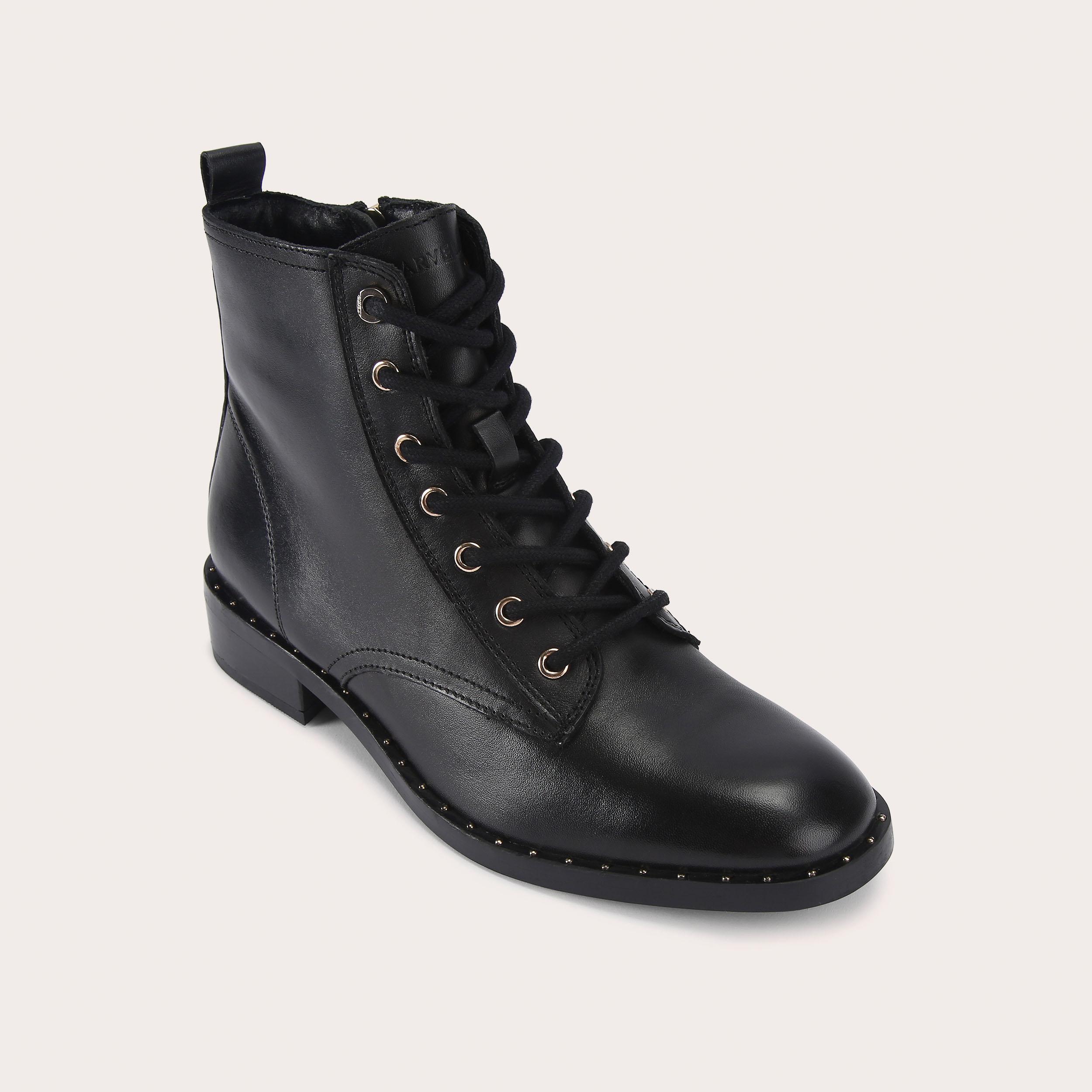 STUDIO SPIKE Black Leather Lace Up Biker Boot by CARVELA