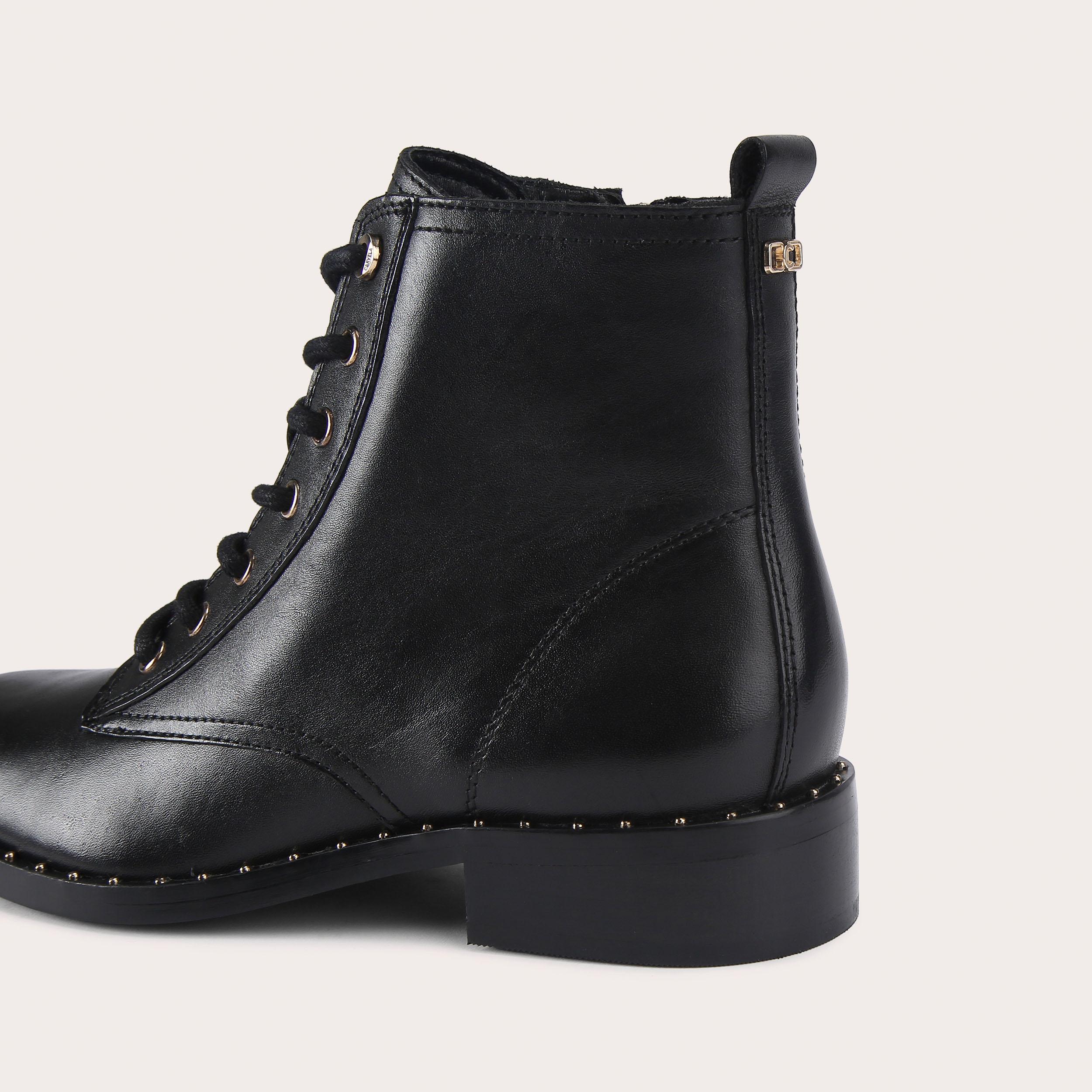 STUDIO SPIKE Black Leather Lace Up Biker Boot by CARVELA