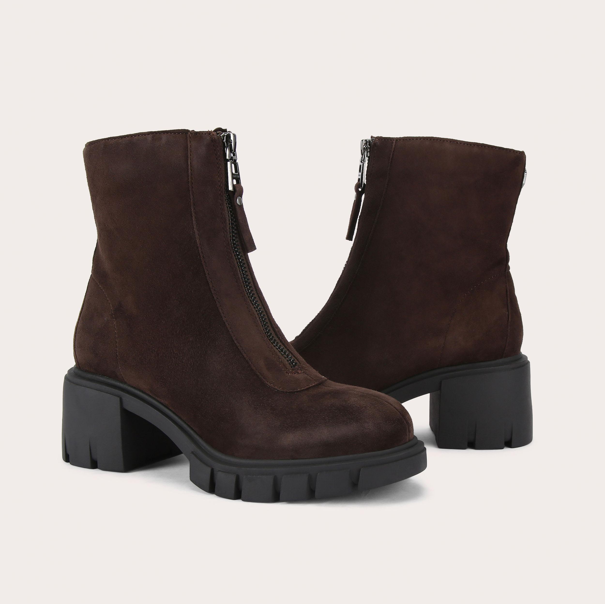 IGNITE ZIP Brown Suede Zip Up Boot by CARVELA