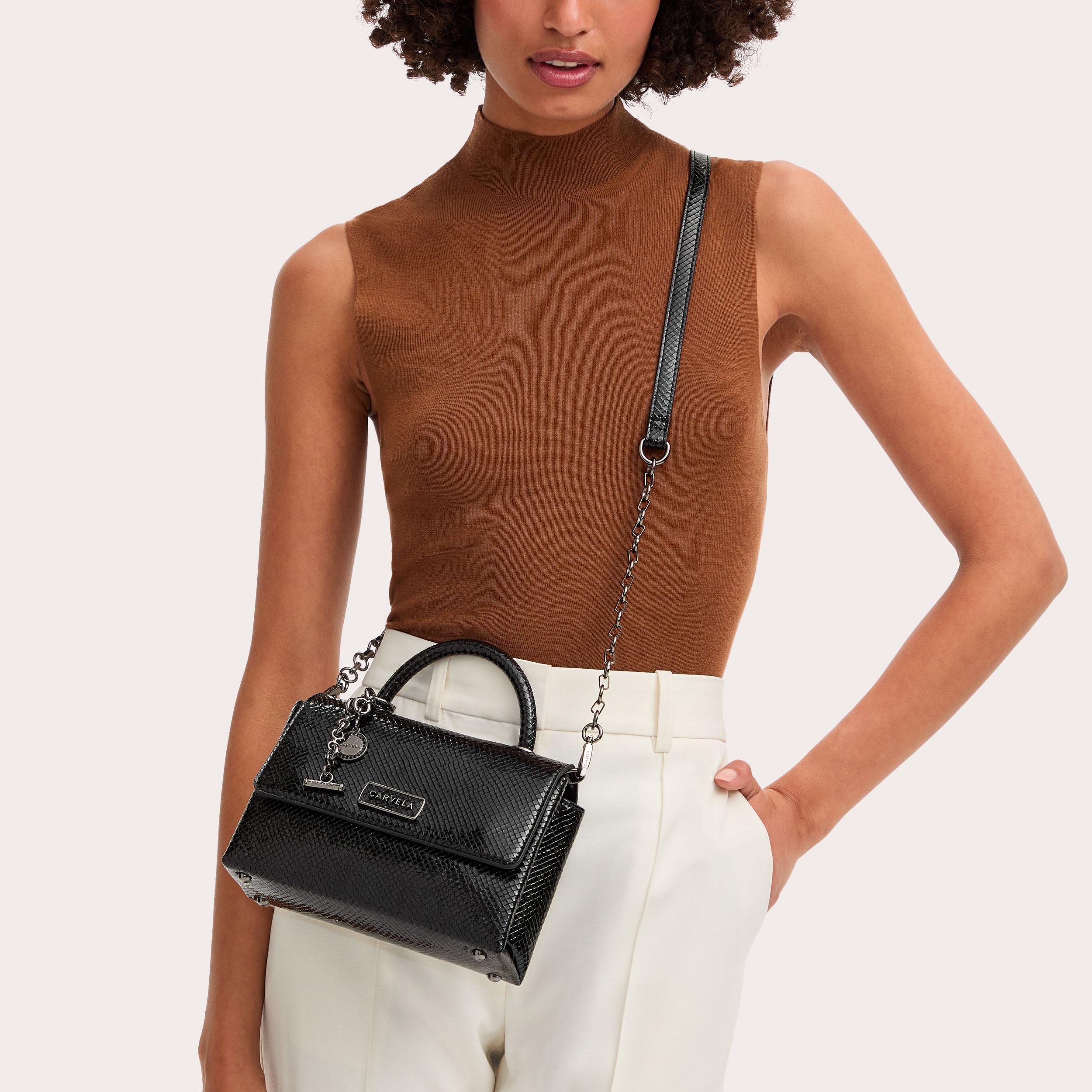 ALTO TOP HANDLE Lizard Embossed Top Handle Bag by CARVELA