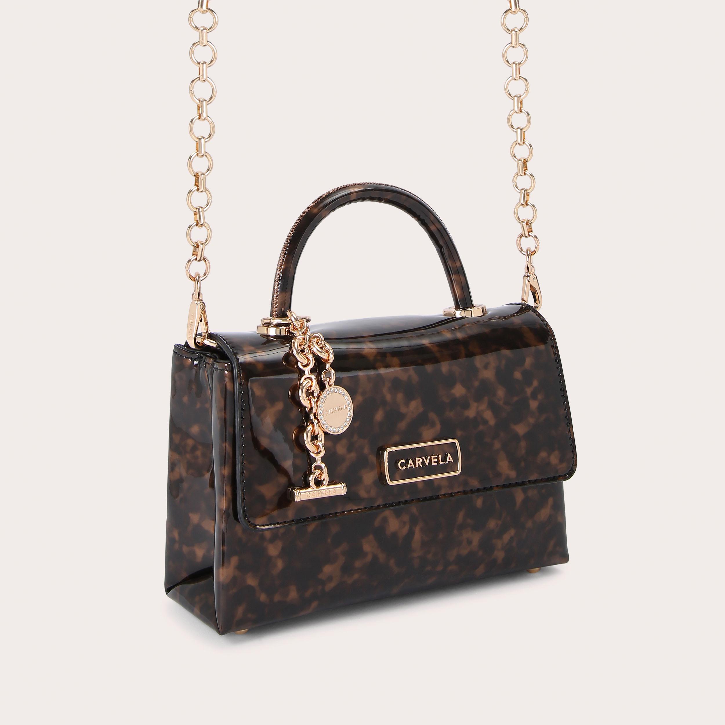ALTO TOP HANDLE Patent Tortoiseshell Top Handle Bag by CARVELA