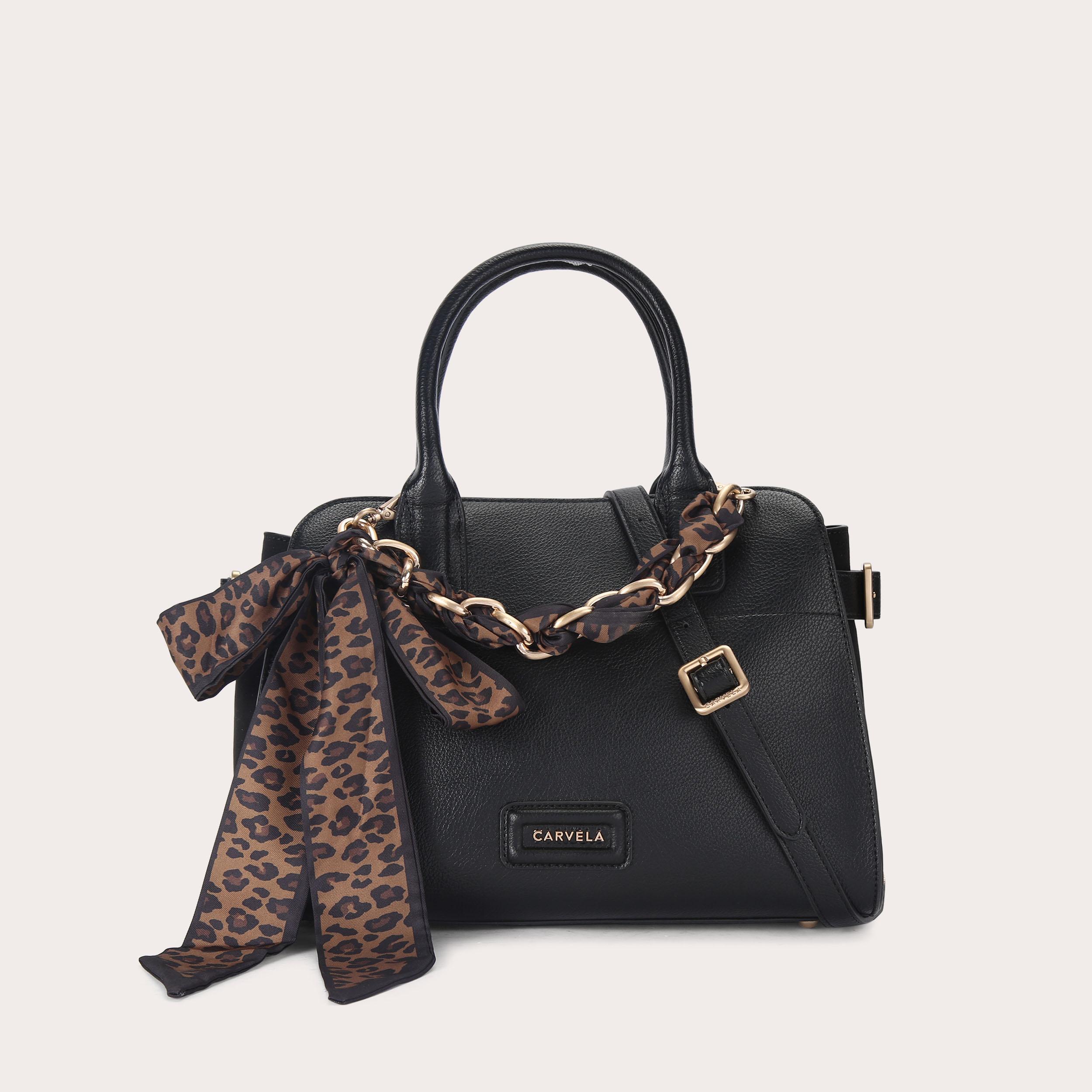 SELENA TOTE Black Grained Tote Bag by CARVELA