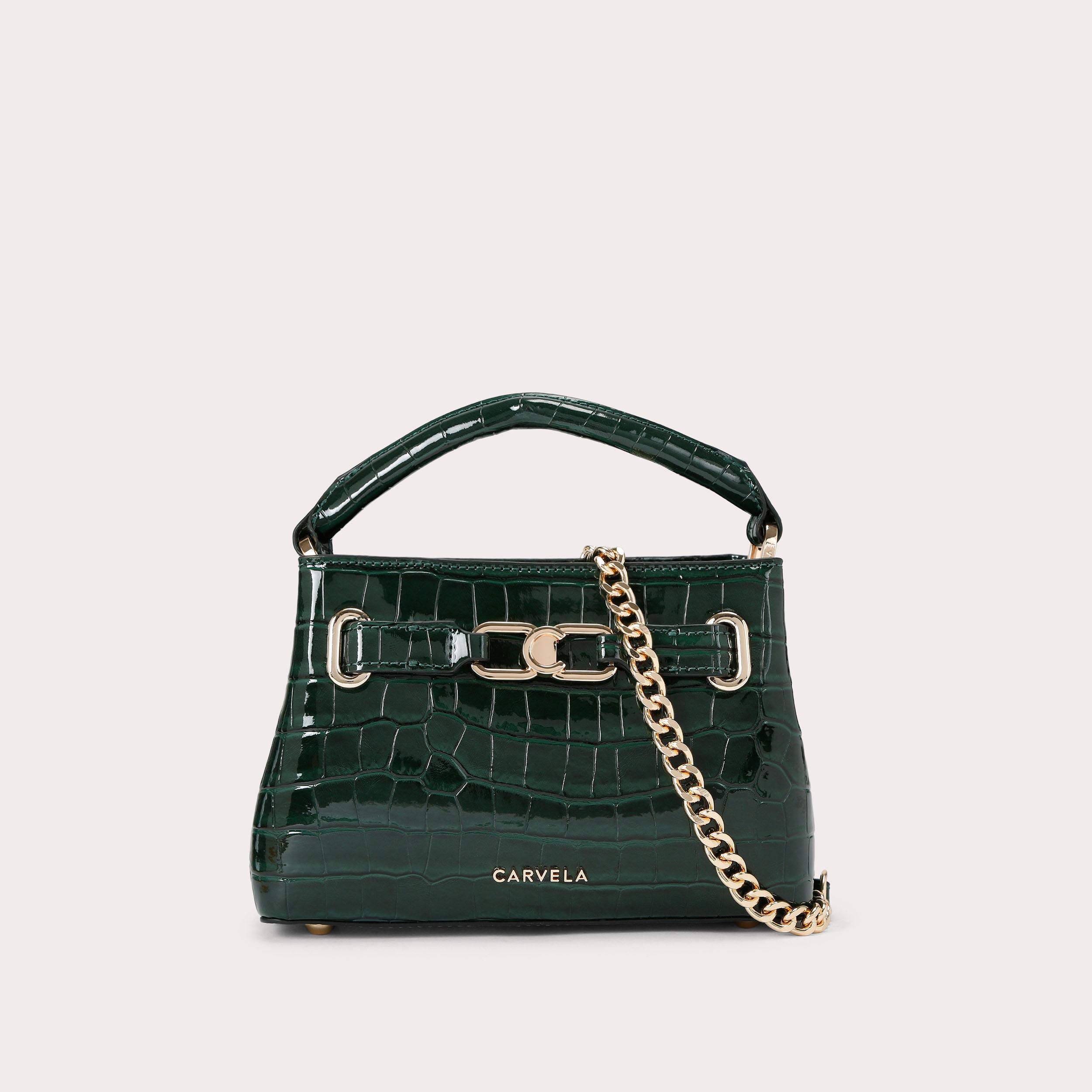 DANIELLA MINI TOTE Green Patent Tote Bag by CARVELA