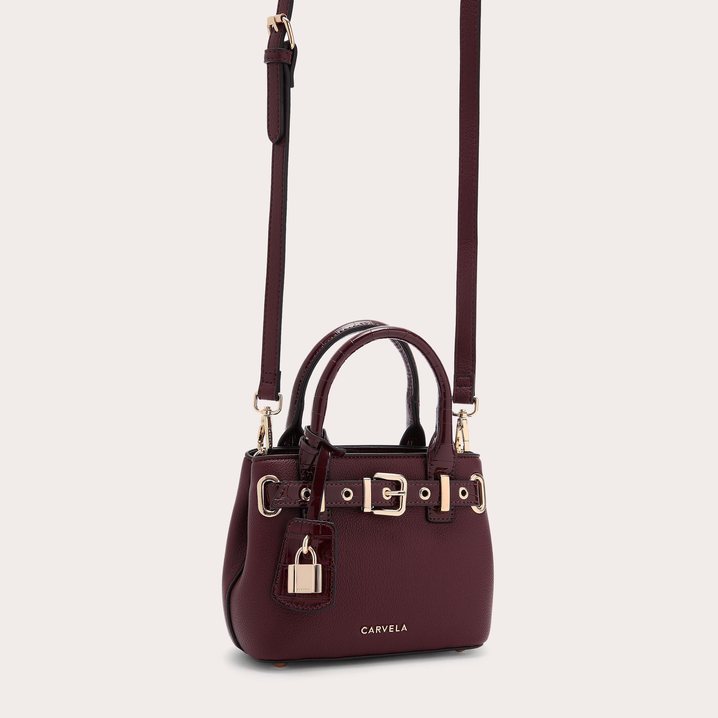MARIA MICRO BELT Mini Red Dark Tote Bag by CARVELA