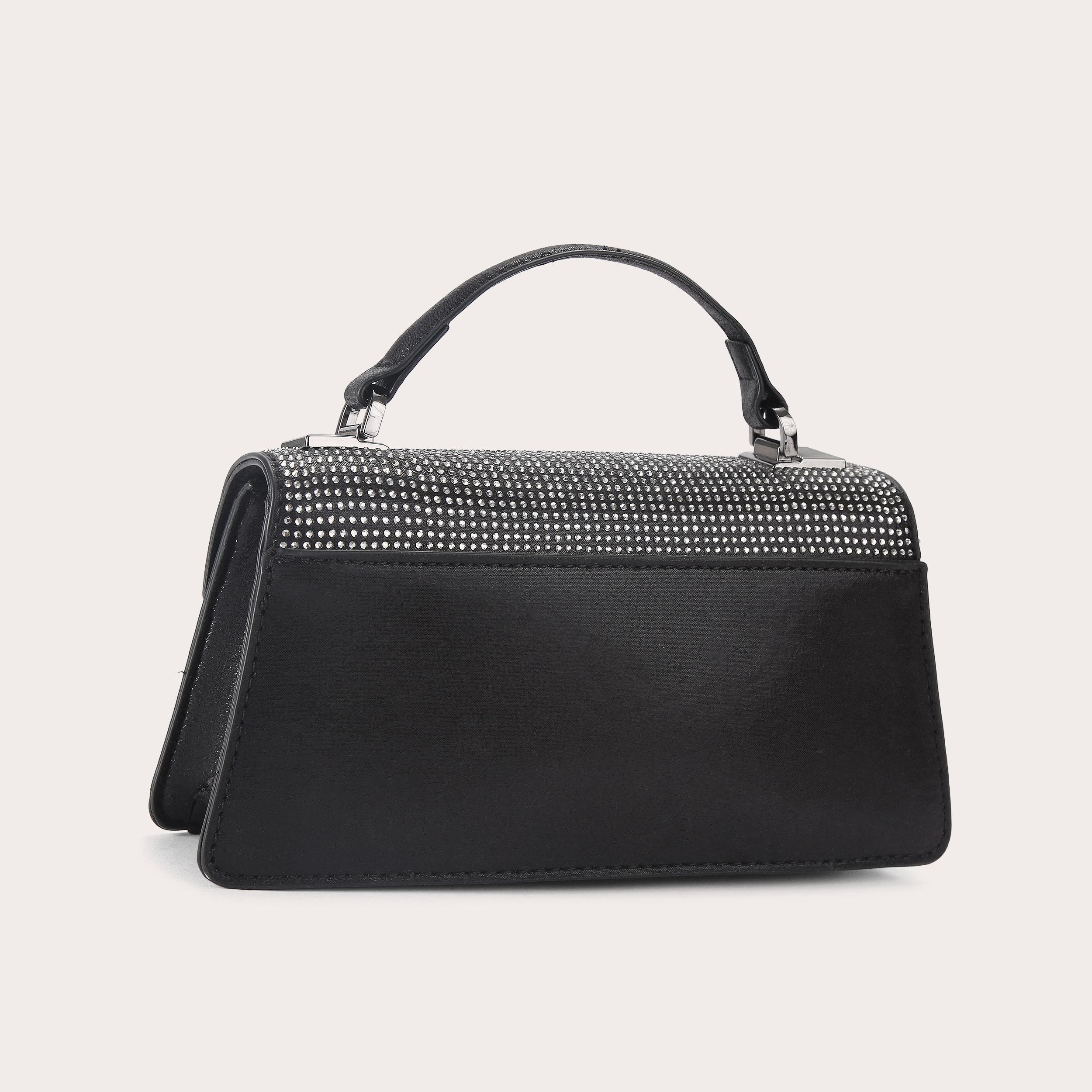 VIOLA TOP HANDLE Black Crystal Embellished Clutch Bag by CARVELA
