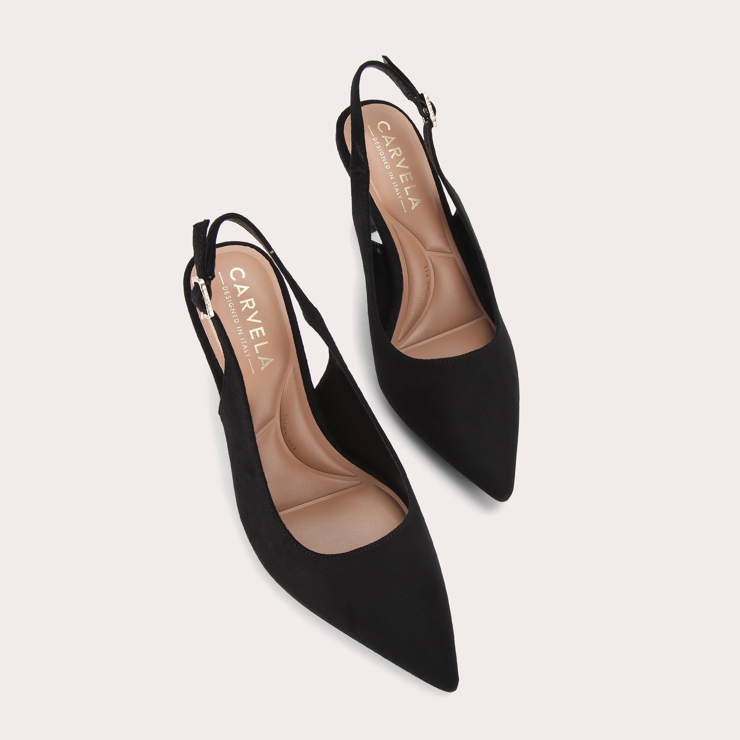 CORLETTA SLING WIDE FIT Black Microsuede Heel by CARVELA