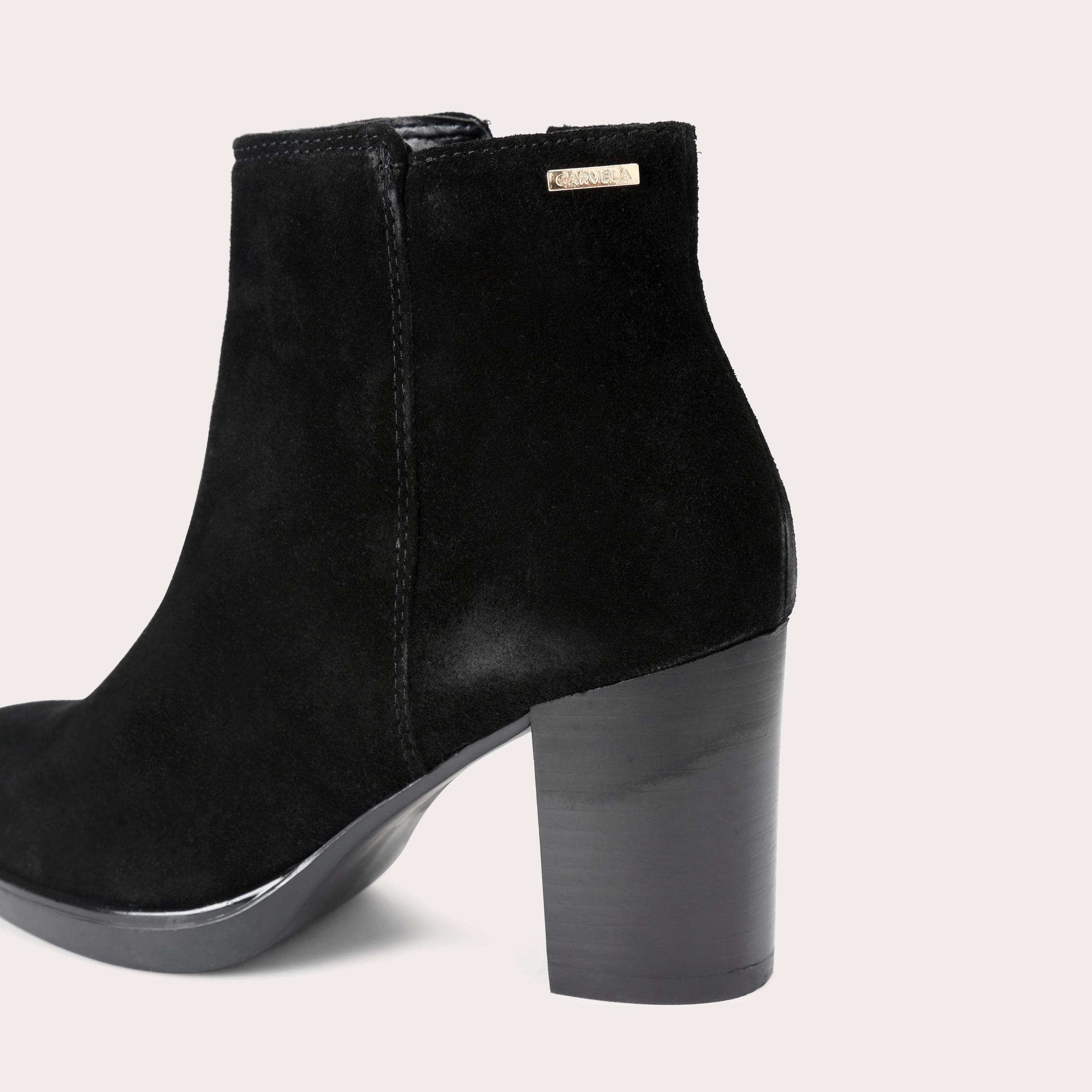 SILVER CHELSEA BOOT Black Suede Heeled Boot by CARVELA