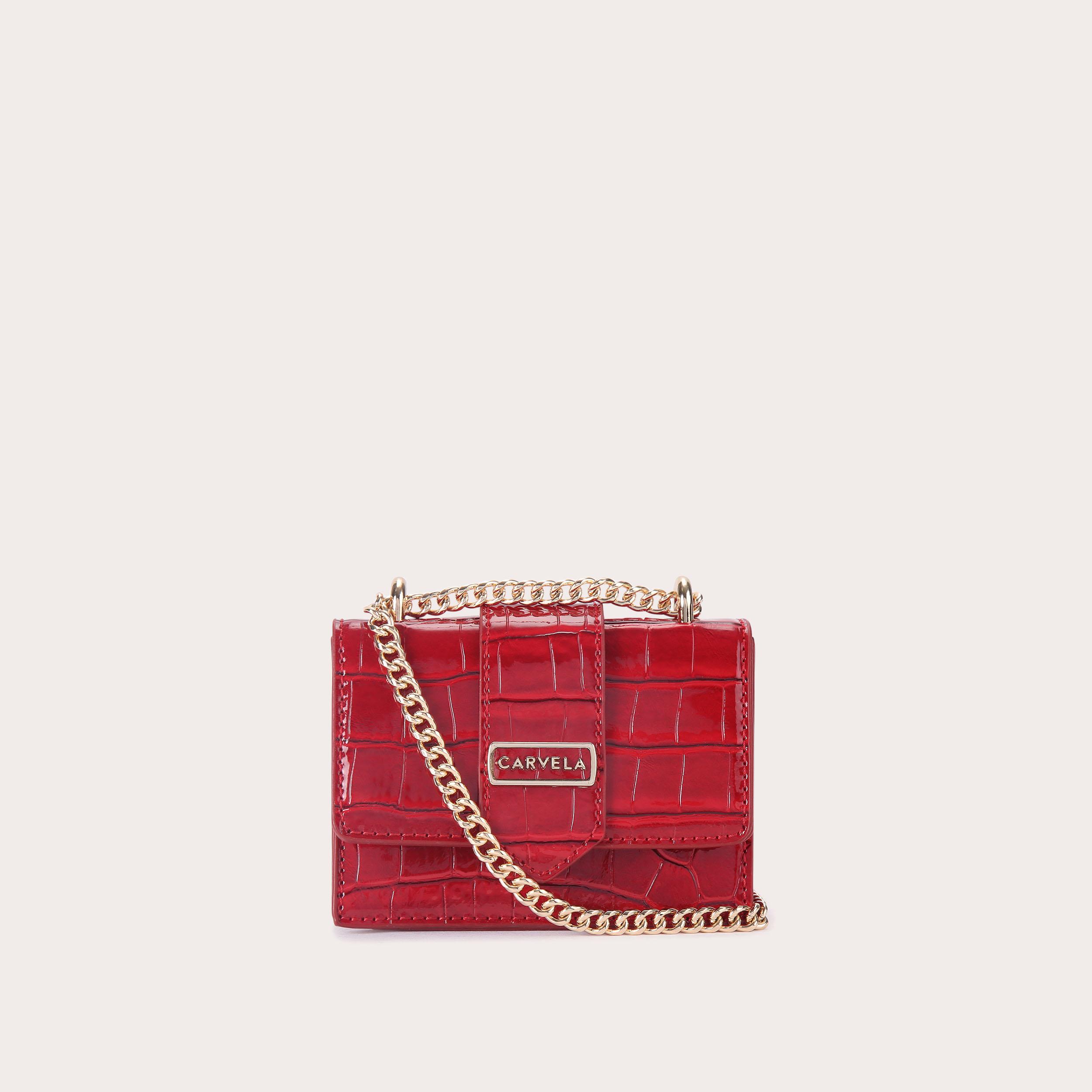 JESSICA MICRO Dark Red Croc Micro Bag by CARVELA