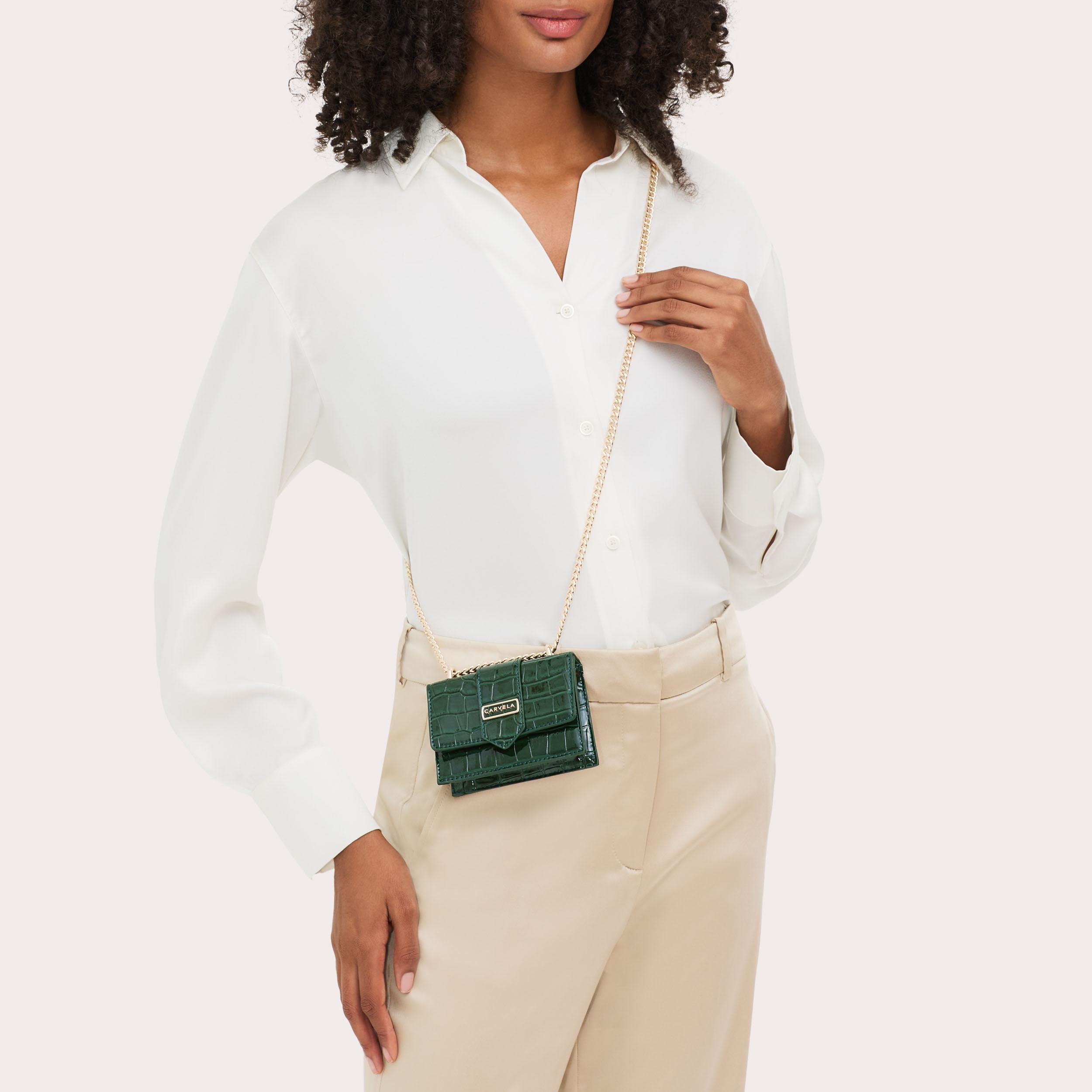 JESSICA MICRO Dark green Micro Cross Body Bag by CARVELA