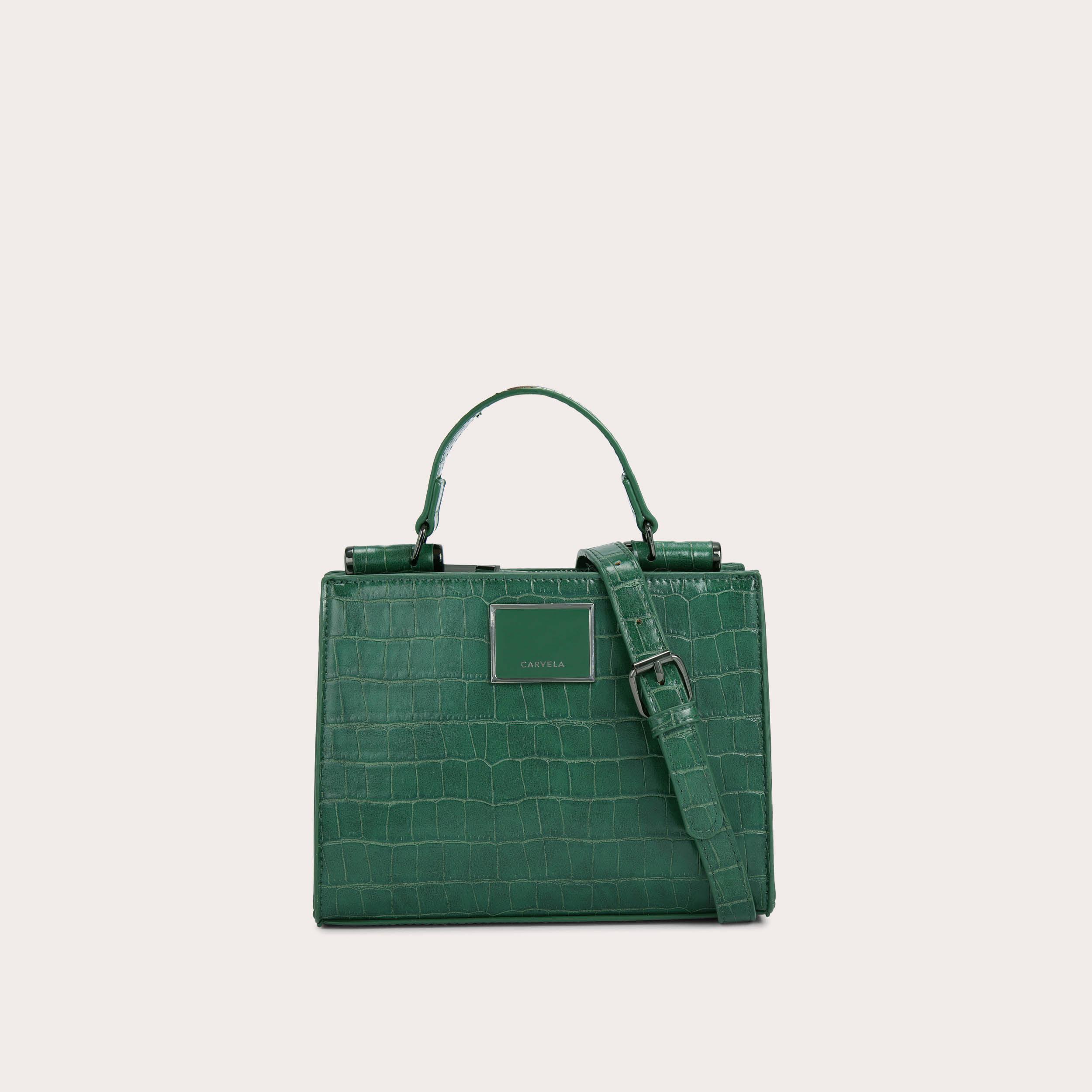 JESSICA MINI TOTE Croc Embossed Green Mini Tote Bag by CARVELA