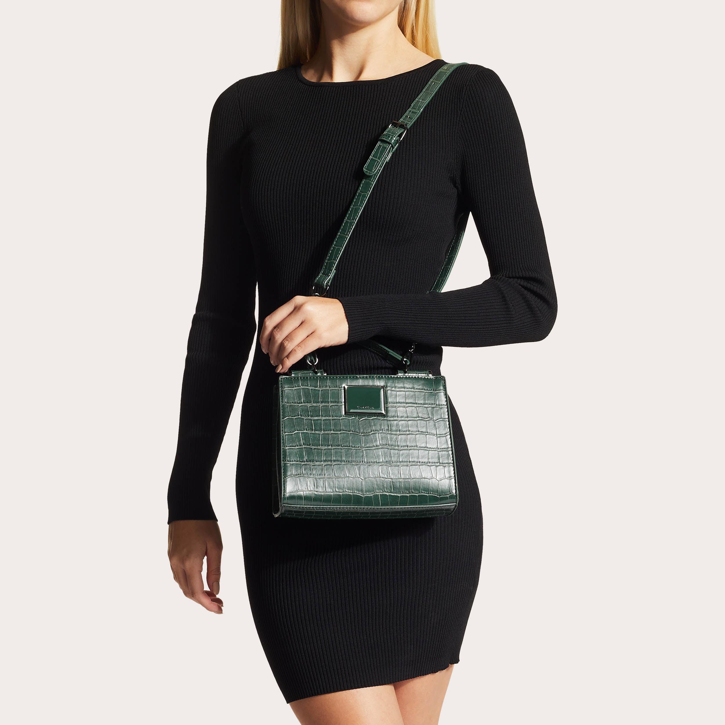 JESSICA MINI TOTE Croc Embossed Green Mini Tote Bag by CARVELA