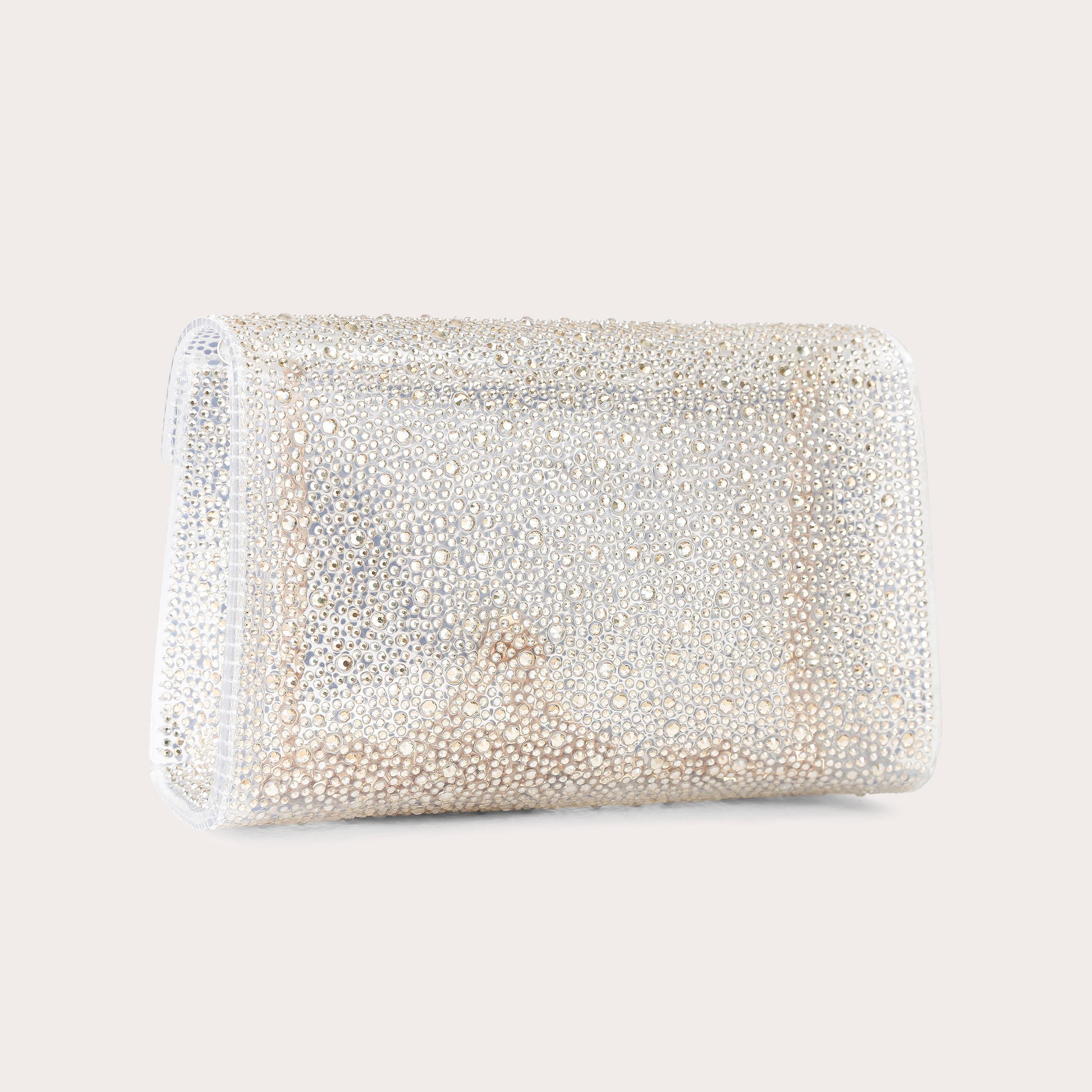 POSITANO VINYL CLUTCH Clear Crystal Embellished Vinyl Clutch Bag by CARVELA