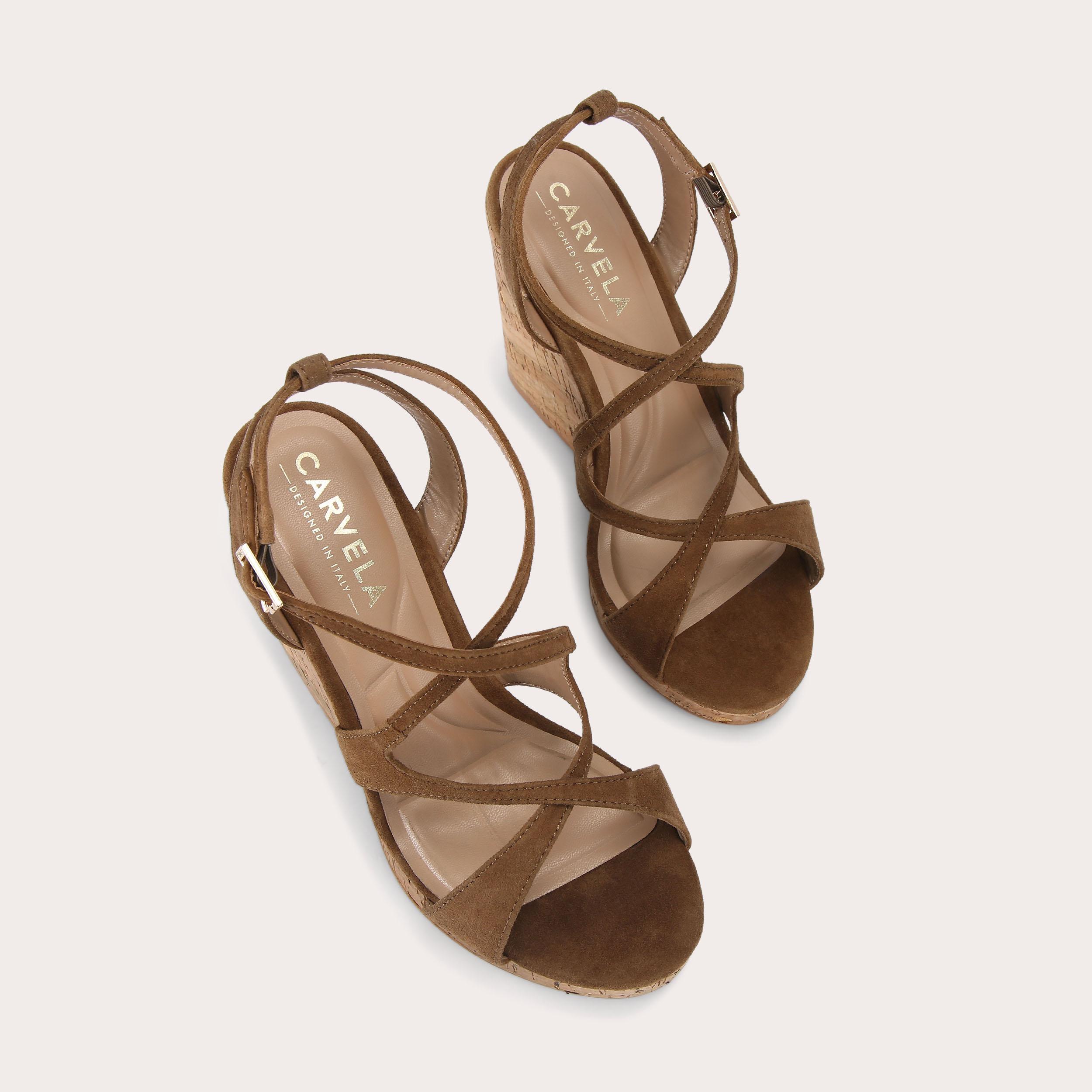 PAVIA WEDGE Brown Suede Wedge Heel by Carvela