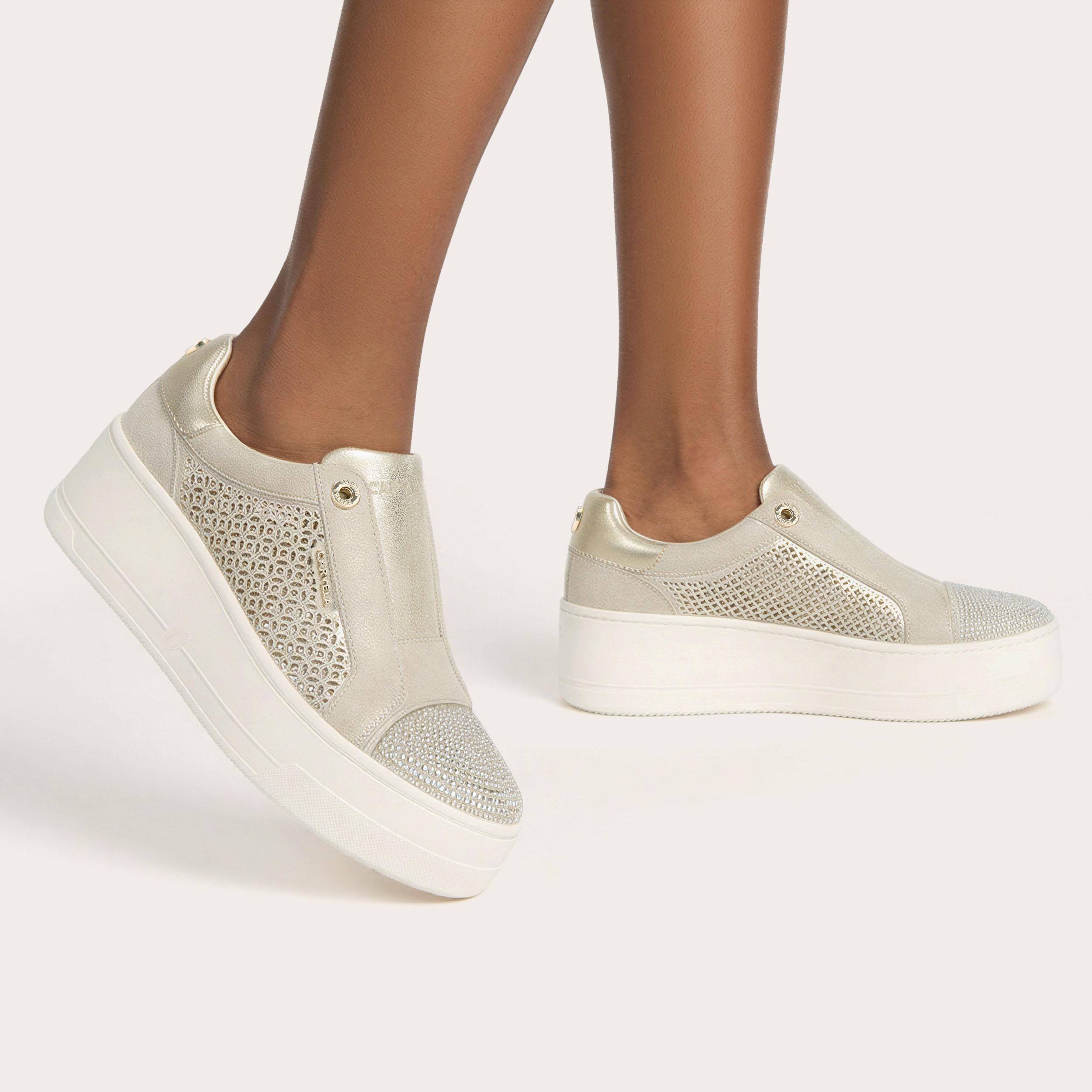 CONNECTED LASER TRAINER Gold Chunky Sneaker by Carvela