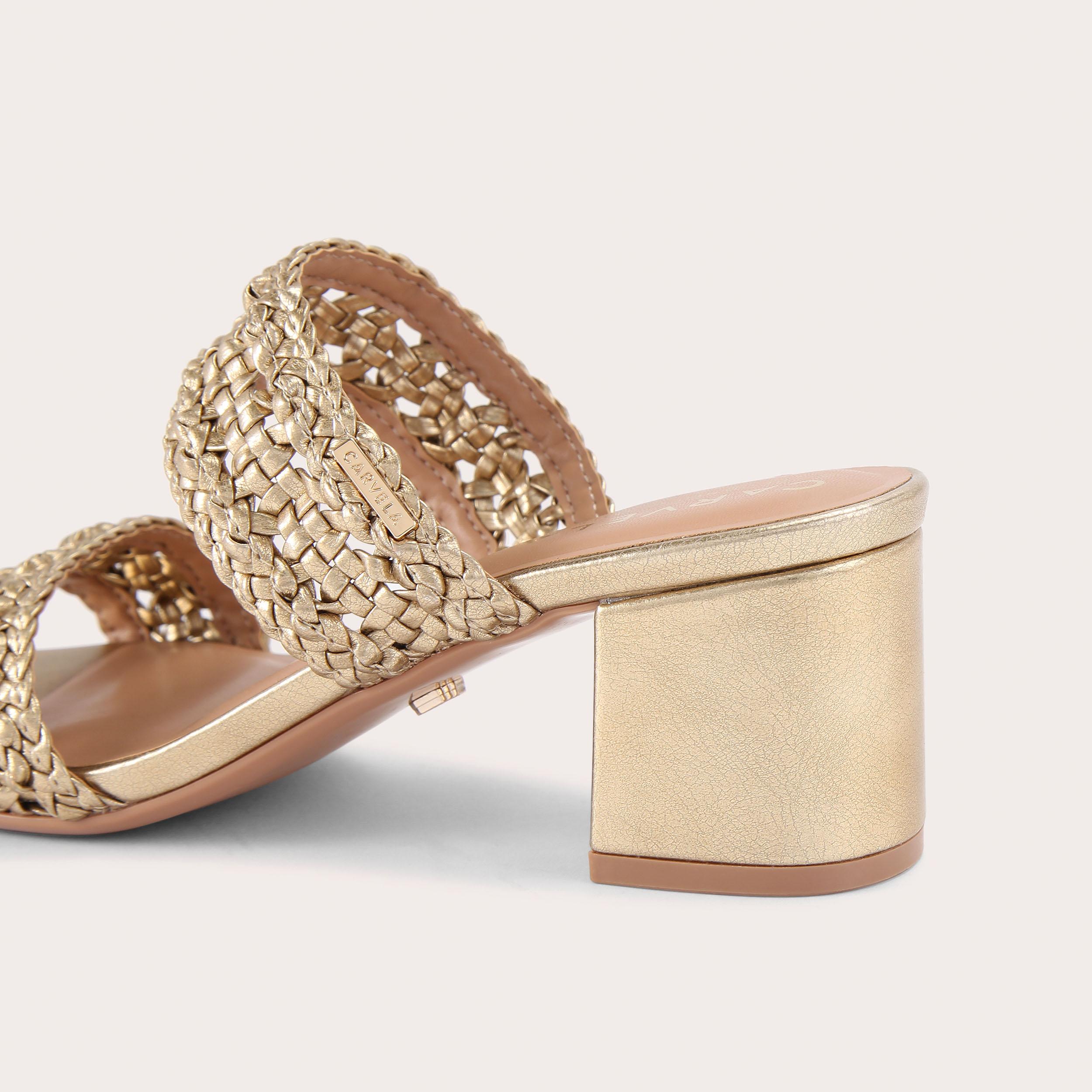 PORTOFINO BLOCK Metallic Gold Block Heel by Carvela
