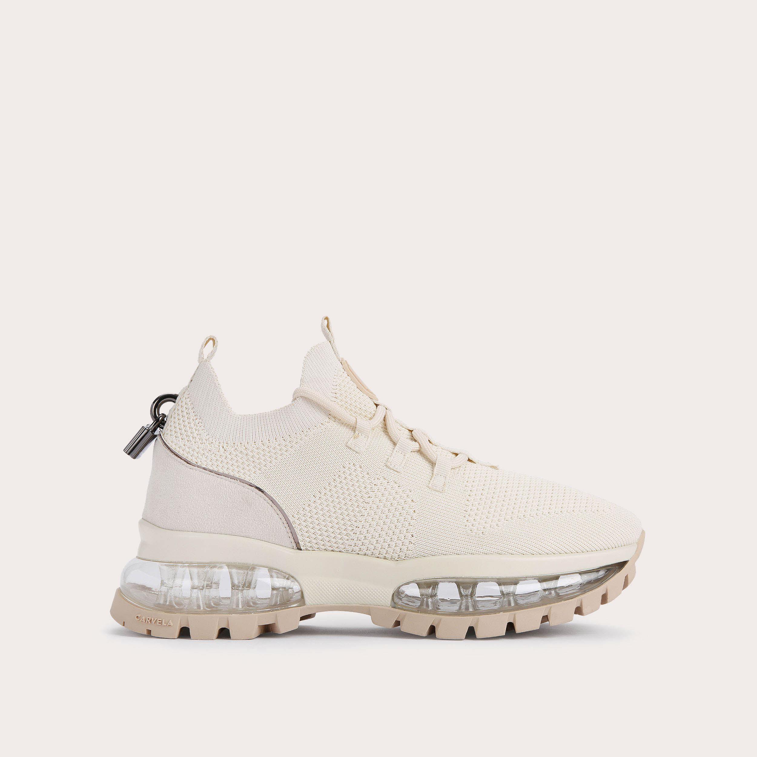LOCK BUBBLE Bone Mesh Lace Up Sneakers by CARVELA