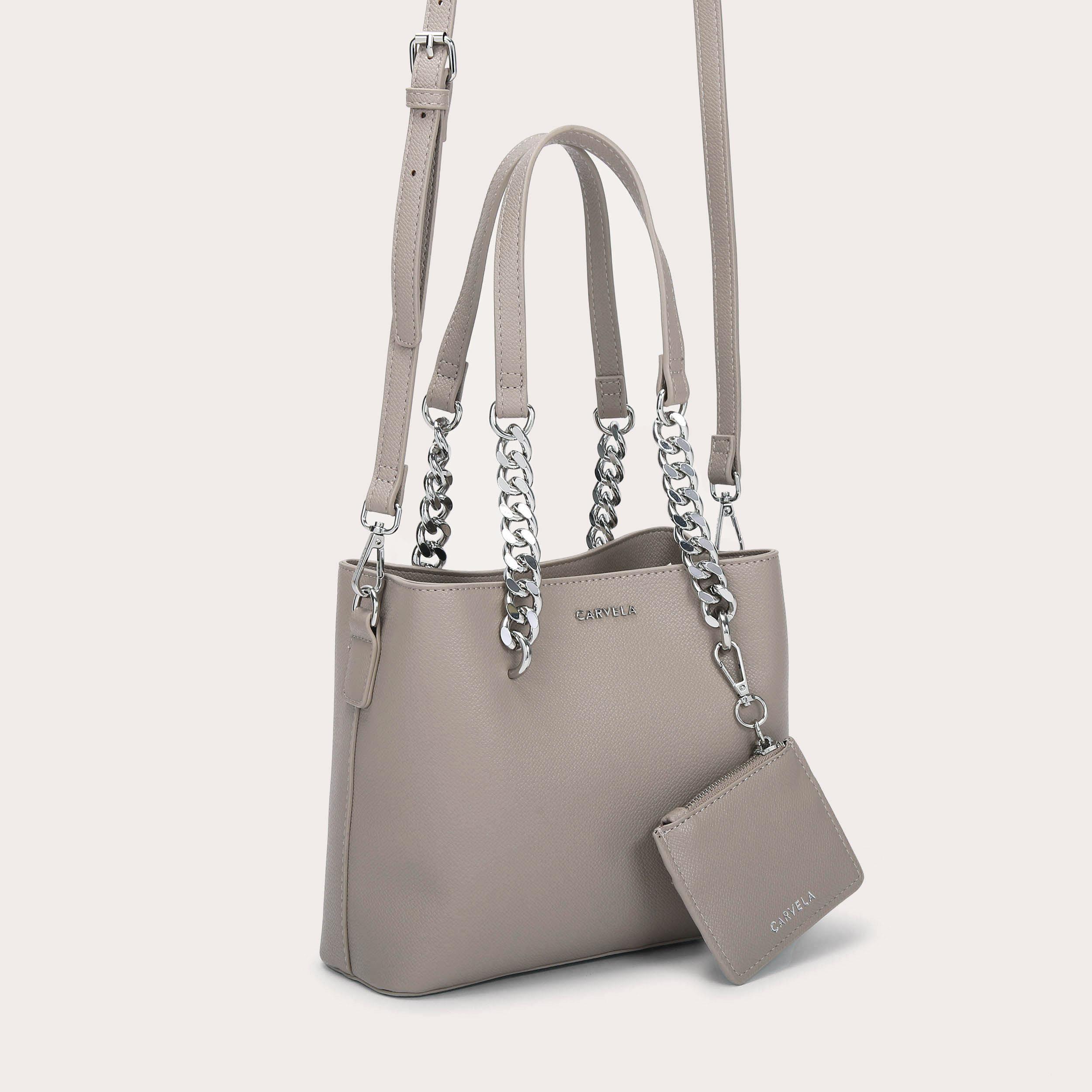 MINI CAMMIE 2 Grey Textured Shoulder Bag by CARVELA