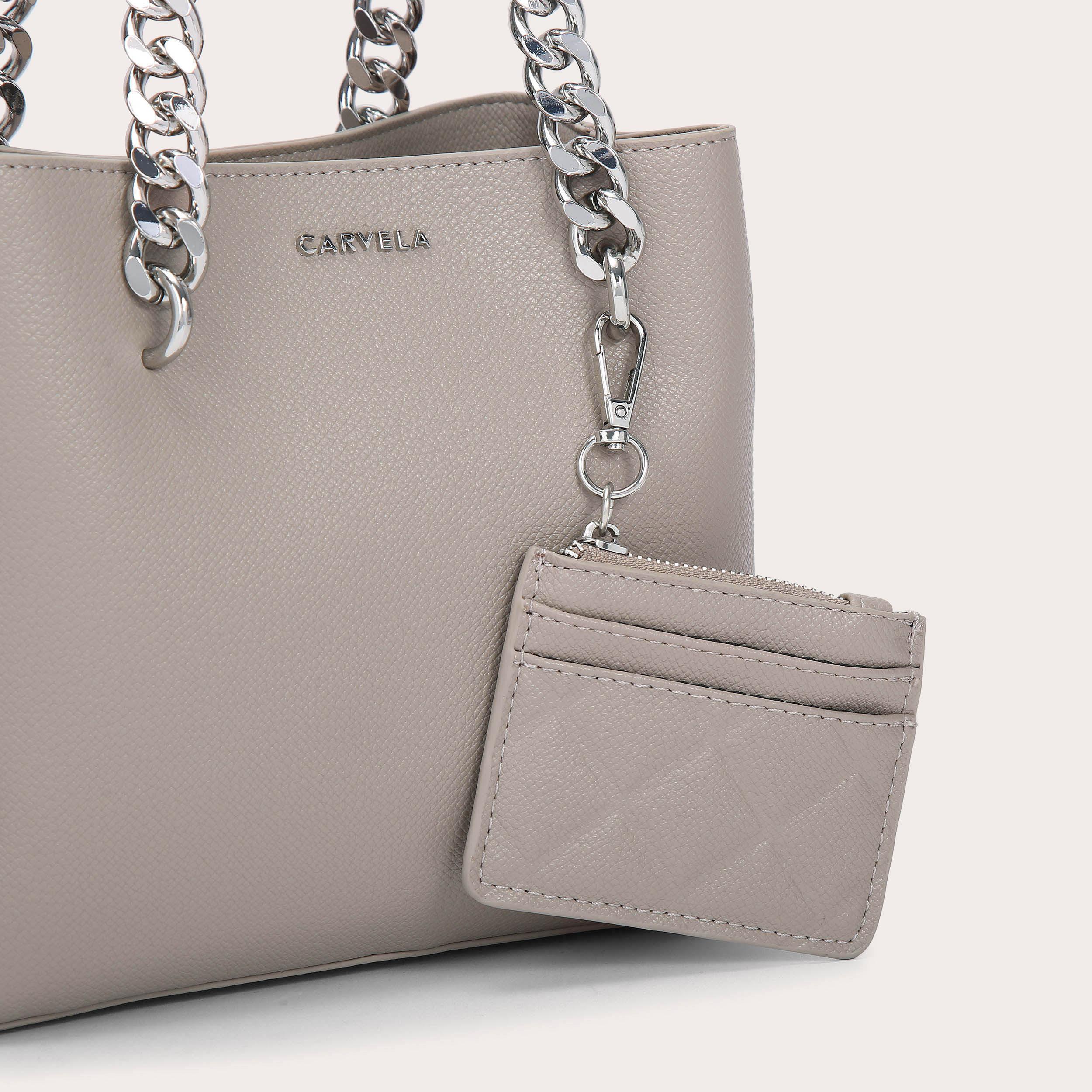 MINI CAMMIE 2 Grey Textured Shoulder Bag by CARVELA