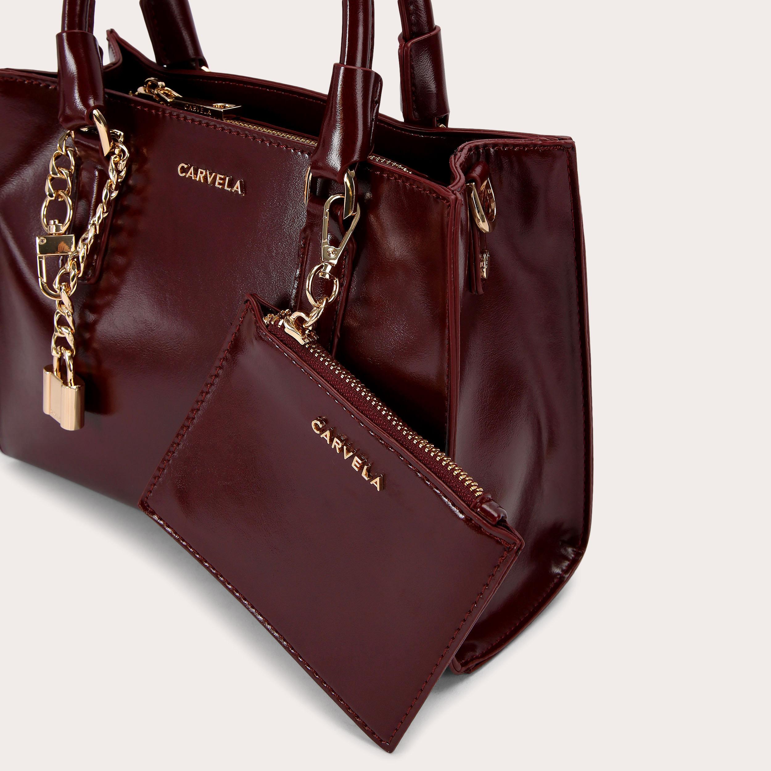 MINI LATTE Red Leather Alternative Tote Bag by CARVELA