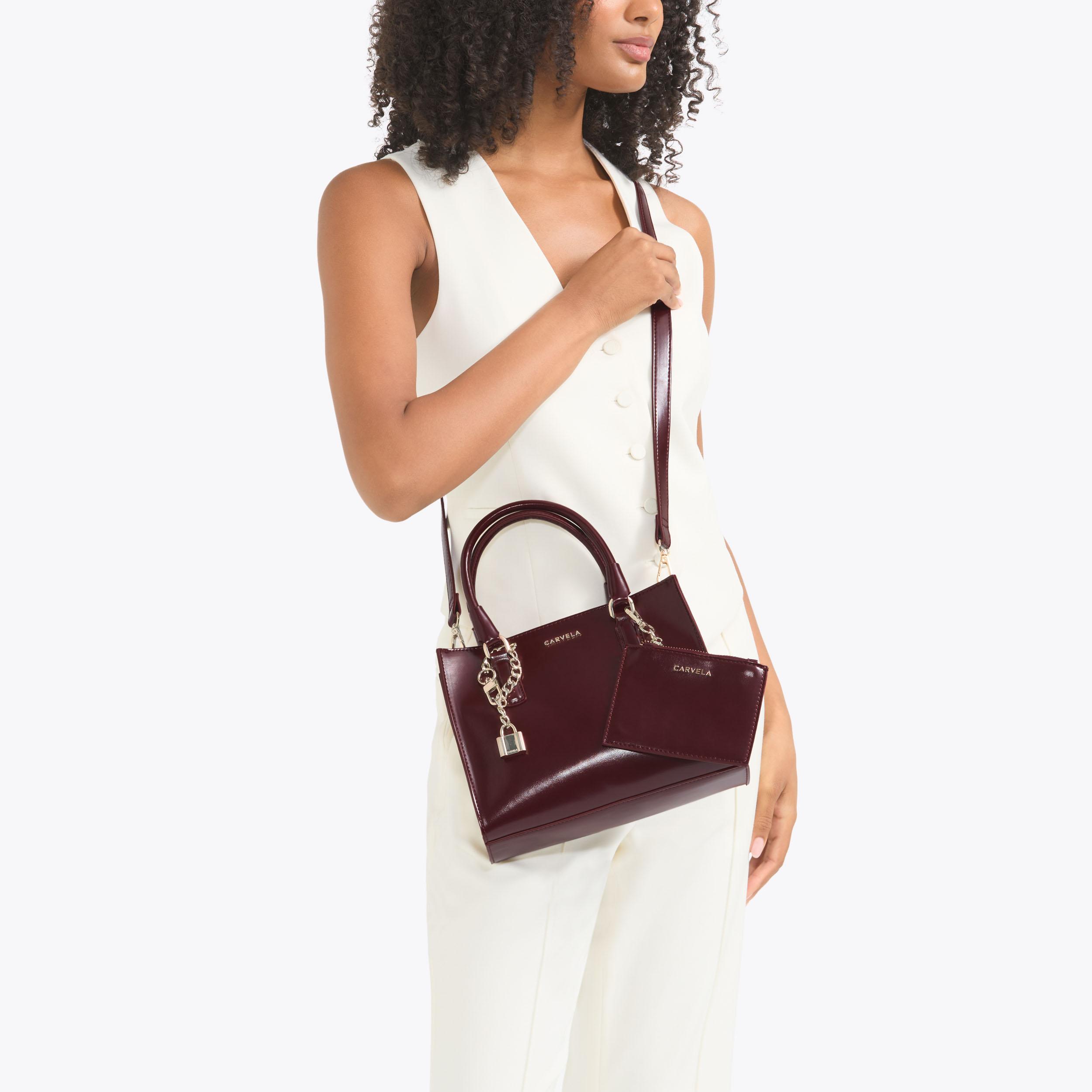 MINI LATTE Red Leather Alternative Tote Bag by CARVELA