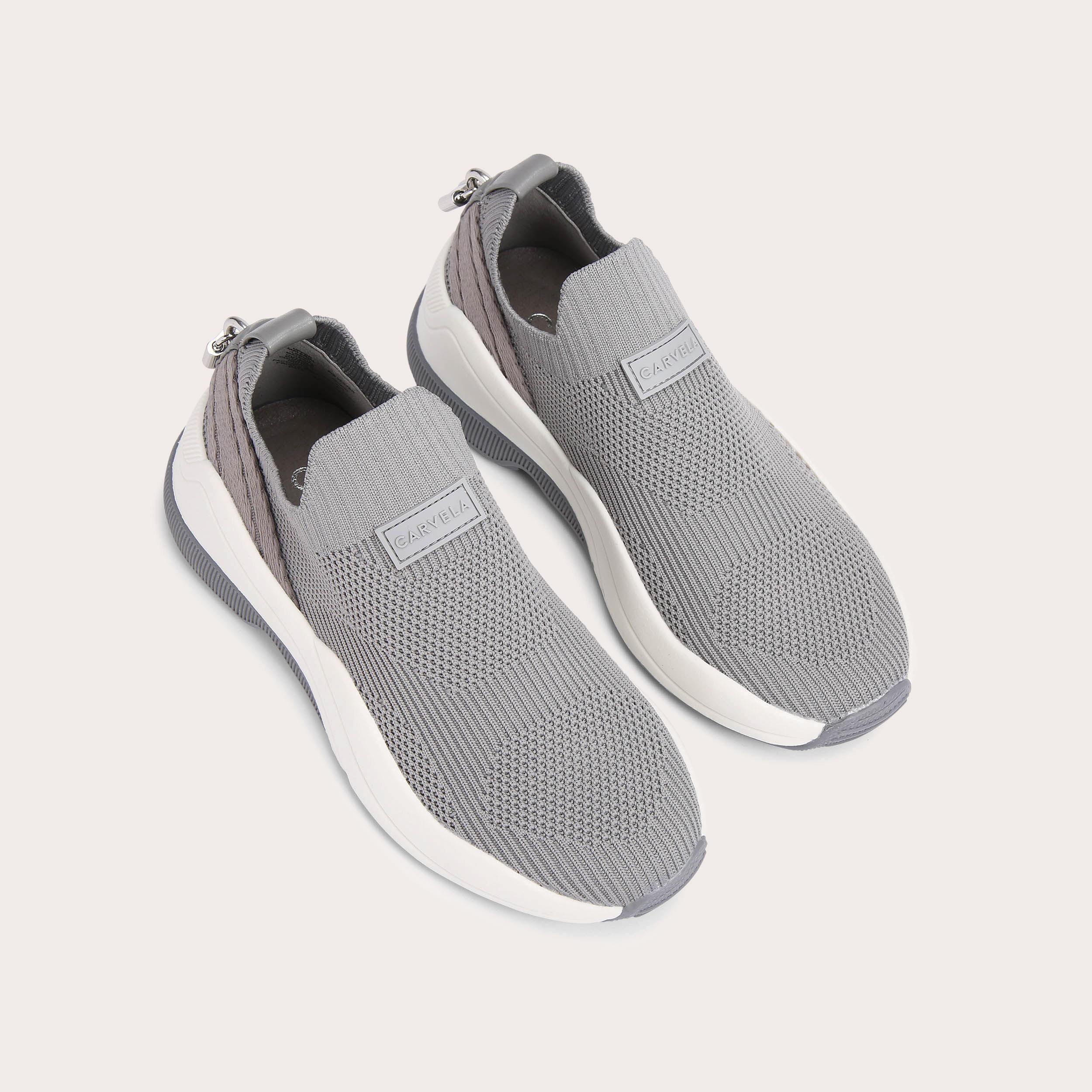 ELEVATE SNEAKER Grey Knitted Sock Sneaker by CARVELA