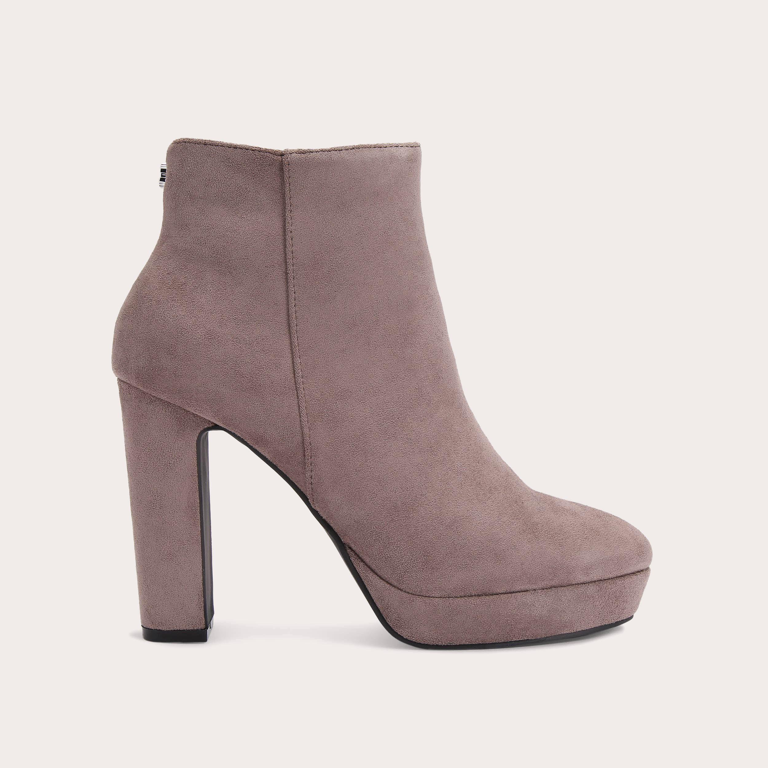 PILLAR PLATFORM ANKLE Grey Microsuede Platform Heel Boots by CARVELA