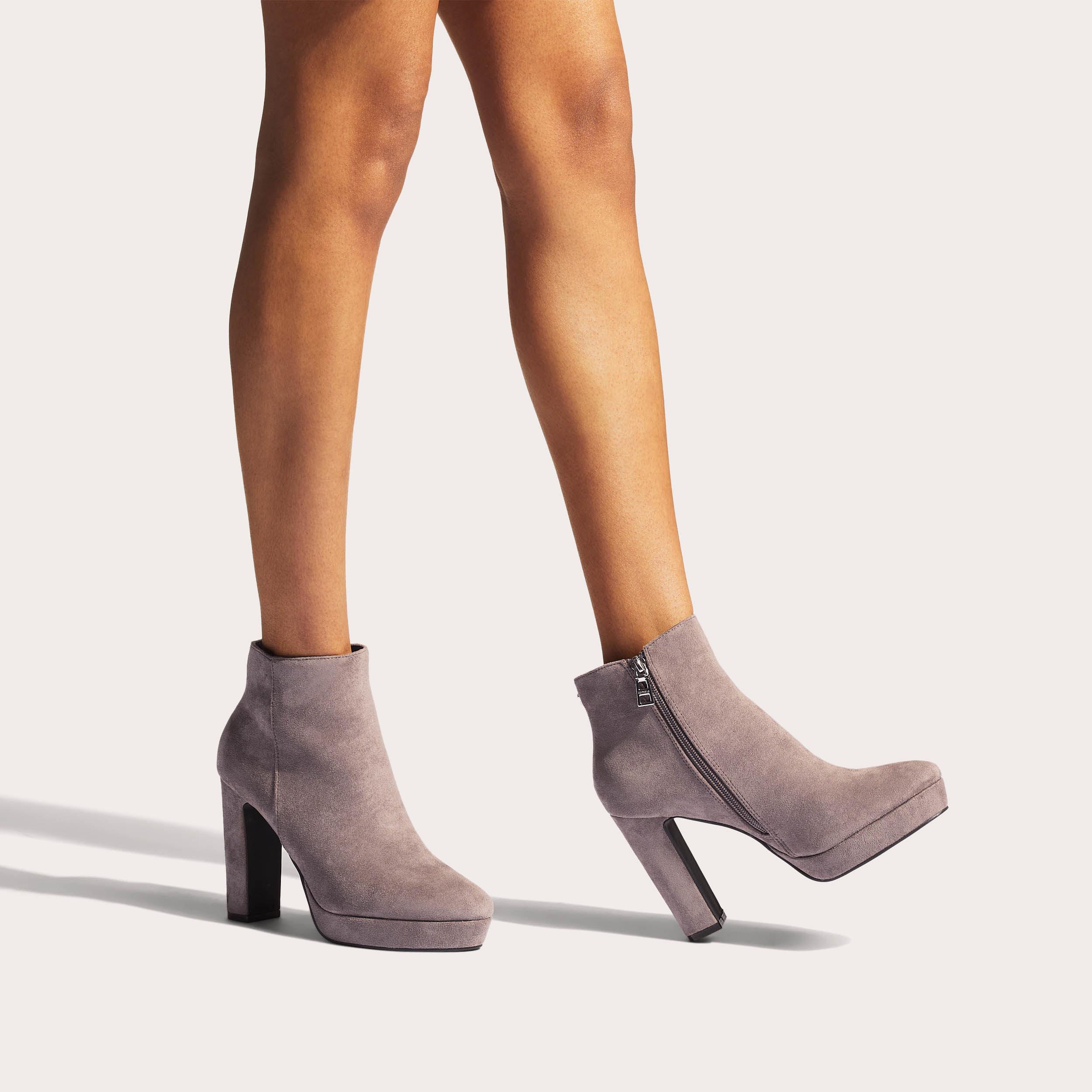 PILLAR PLATFORM ANKLE Grey Microsuede Platform Heel Boots by CARVELA