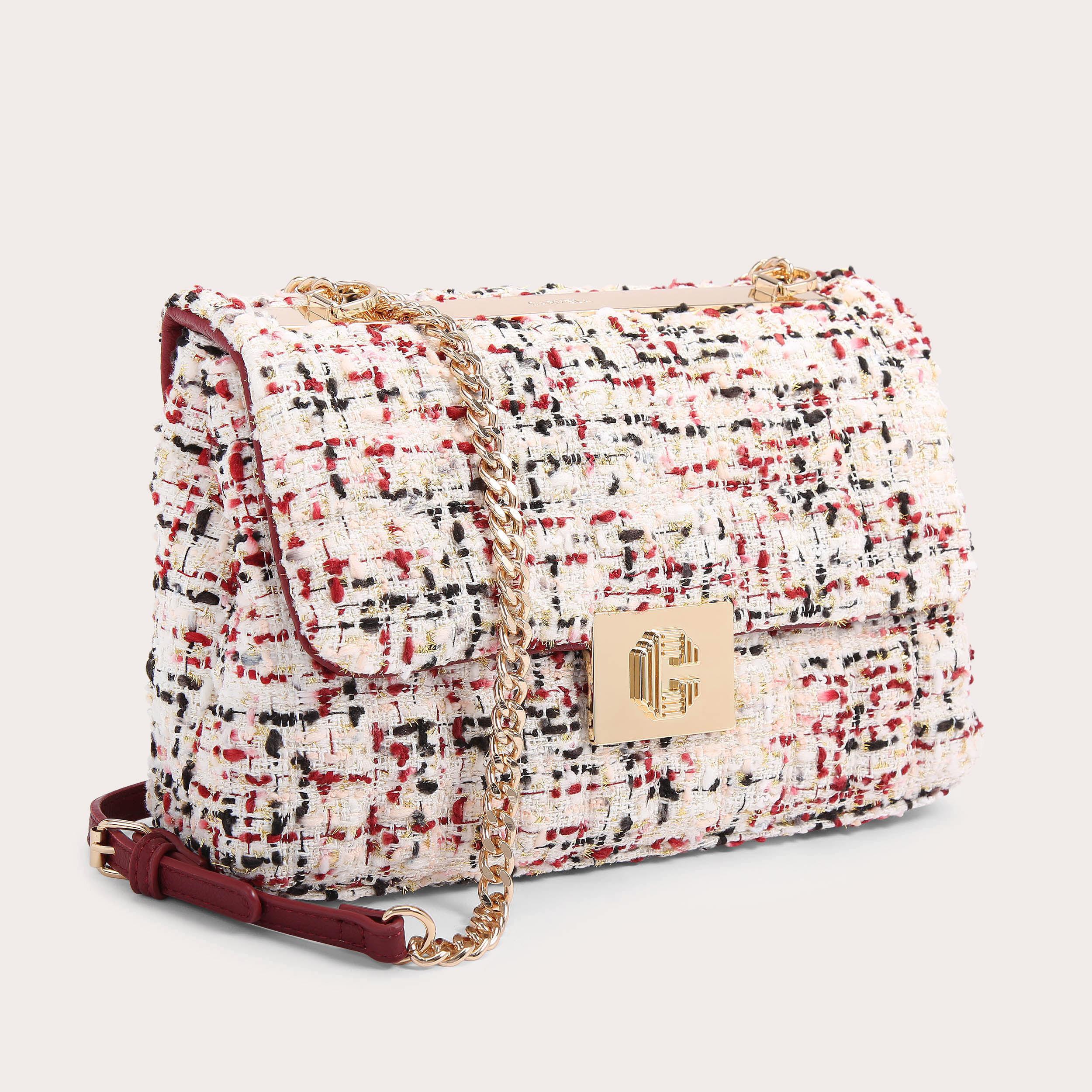 BROOKLYN LARGE Red Tweed Cross Body Bag by CARVELA