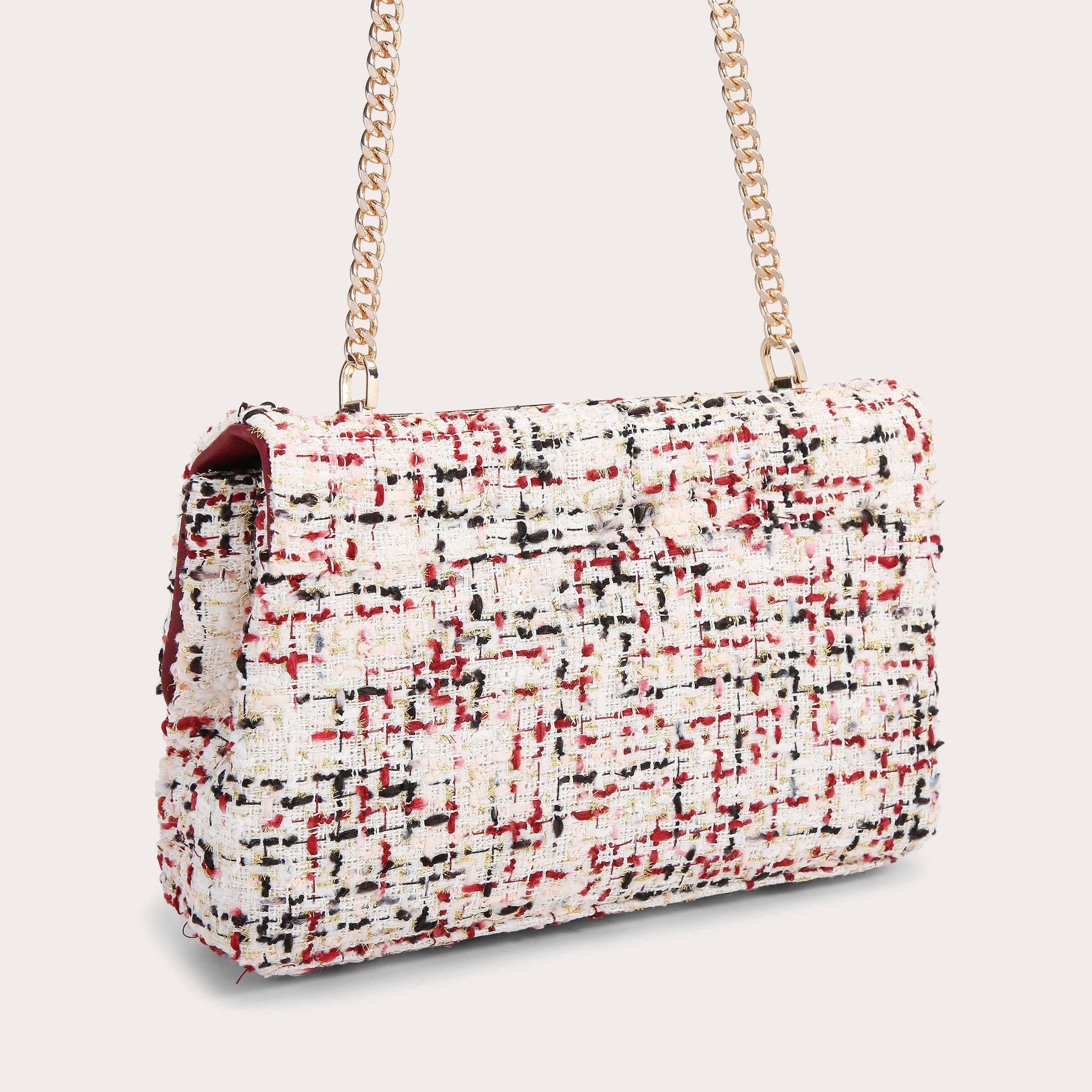 BROOKLYN LARGE Red Tweed Cross Body Bag by CARVELA